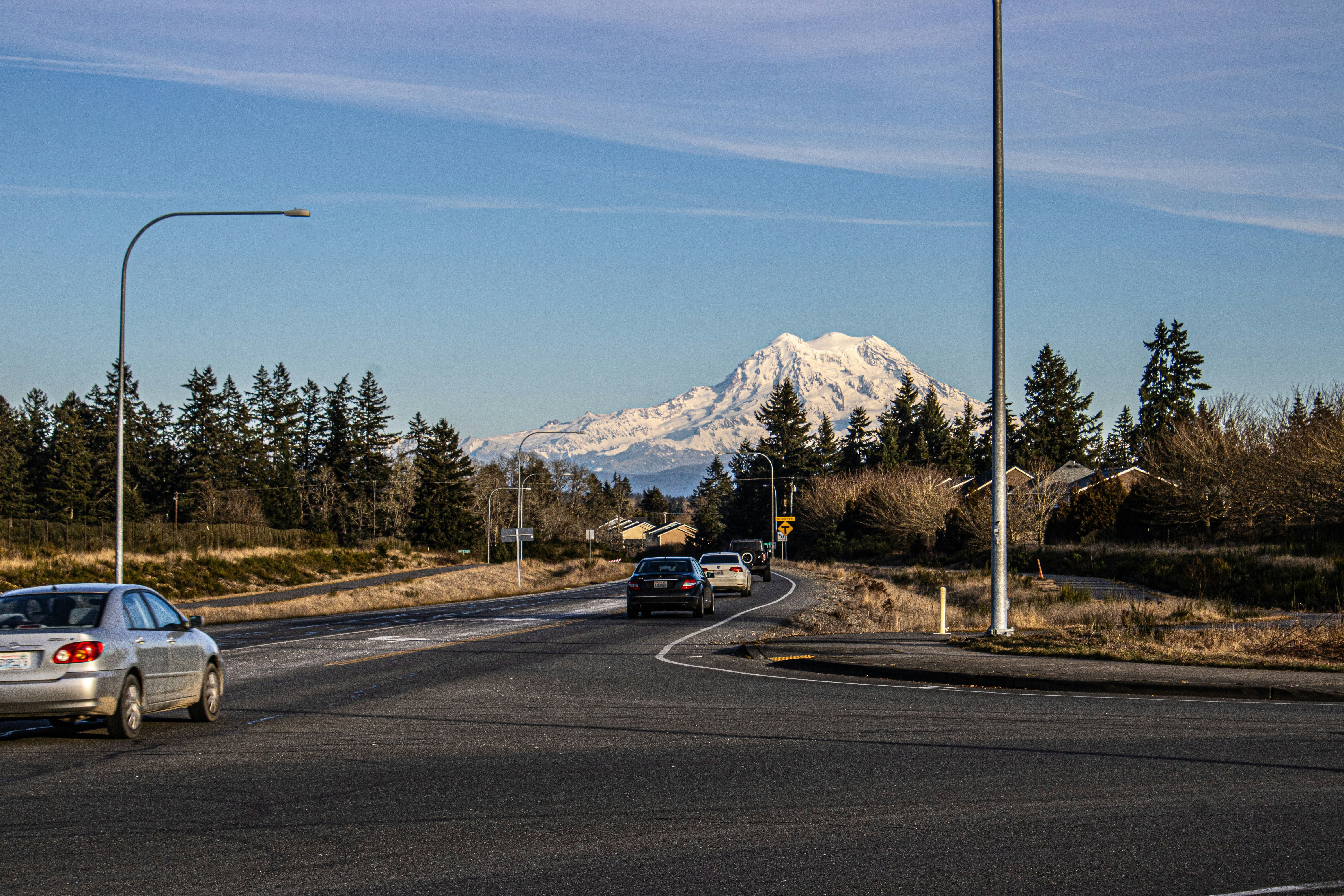 Roadway to the Snow-Capped Sentinel