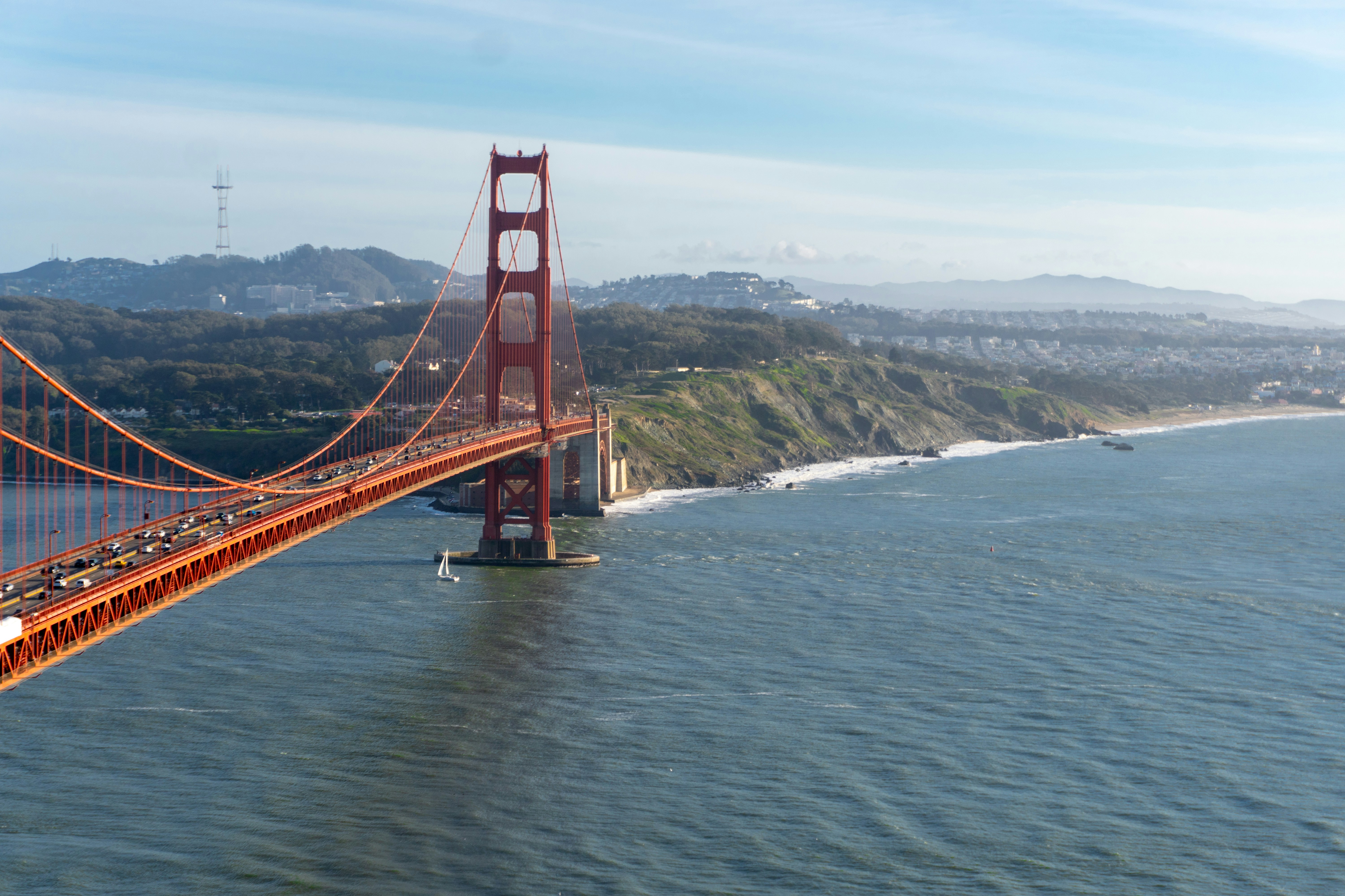 Red Span at the Edge: Golden Gate Bridge over the Pacific