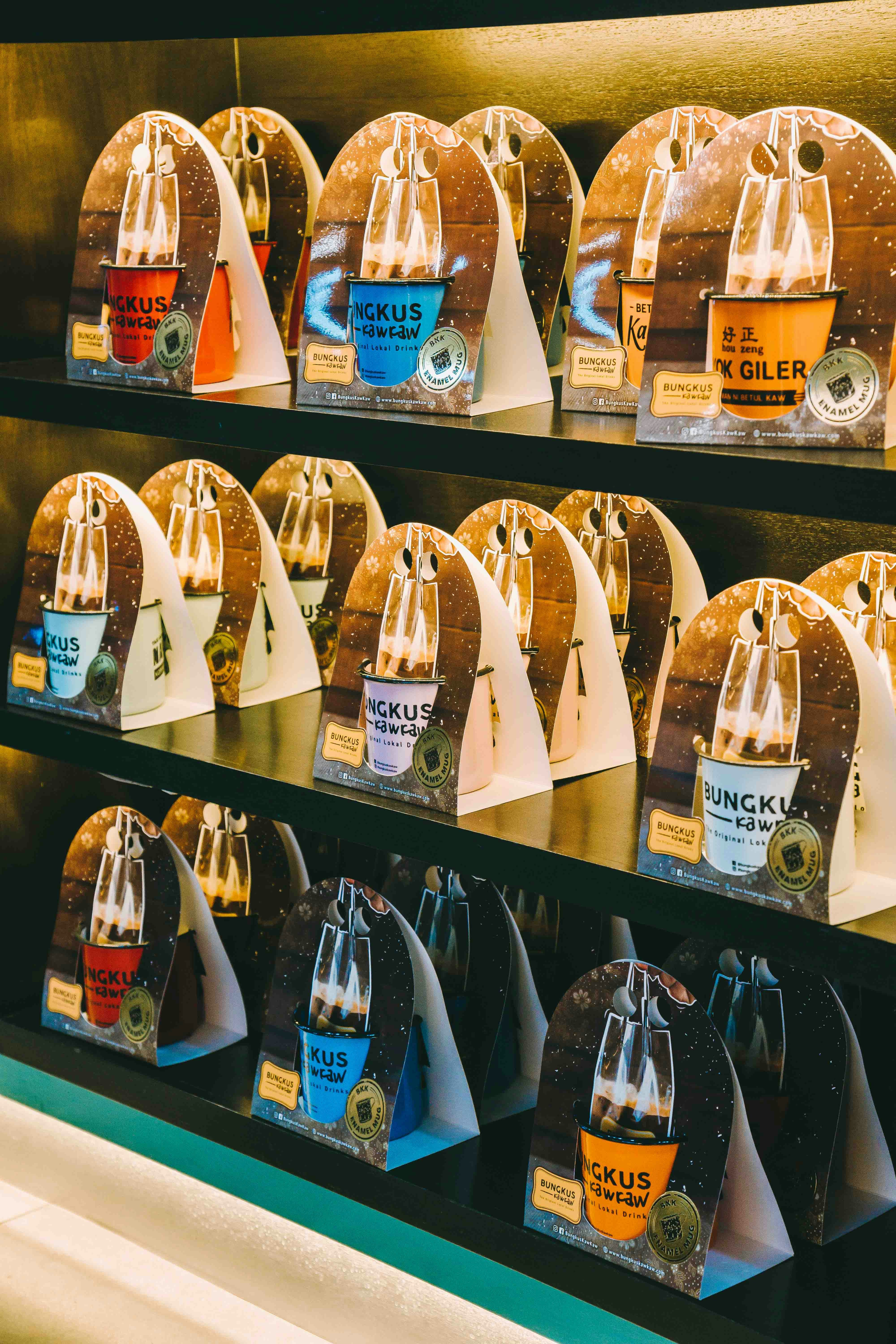 Whimsical Shelf of Chocolate Desserts in Circular Gift Boxes