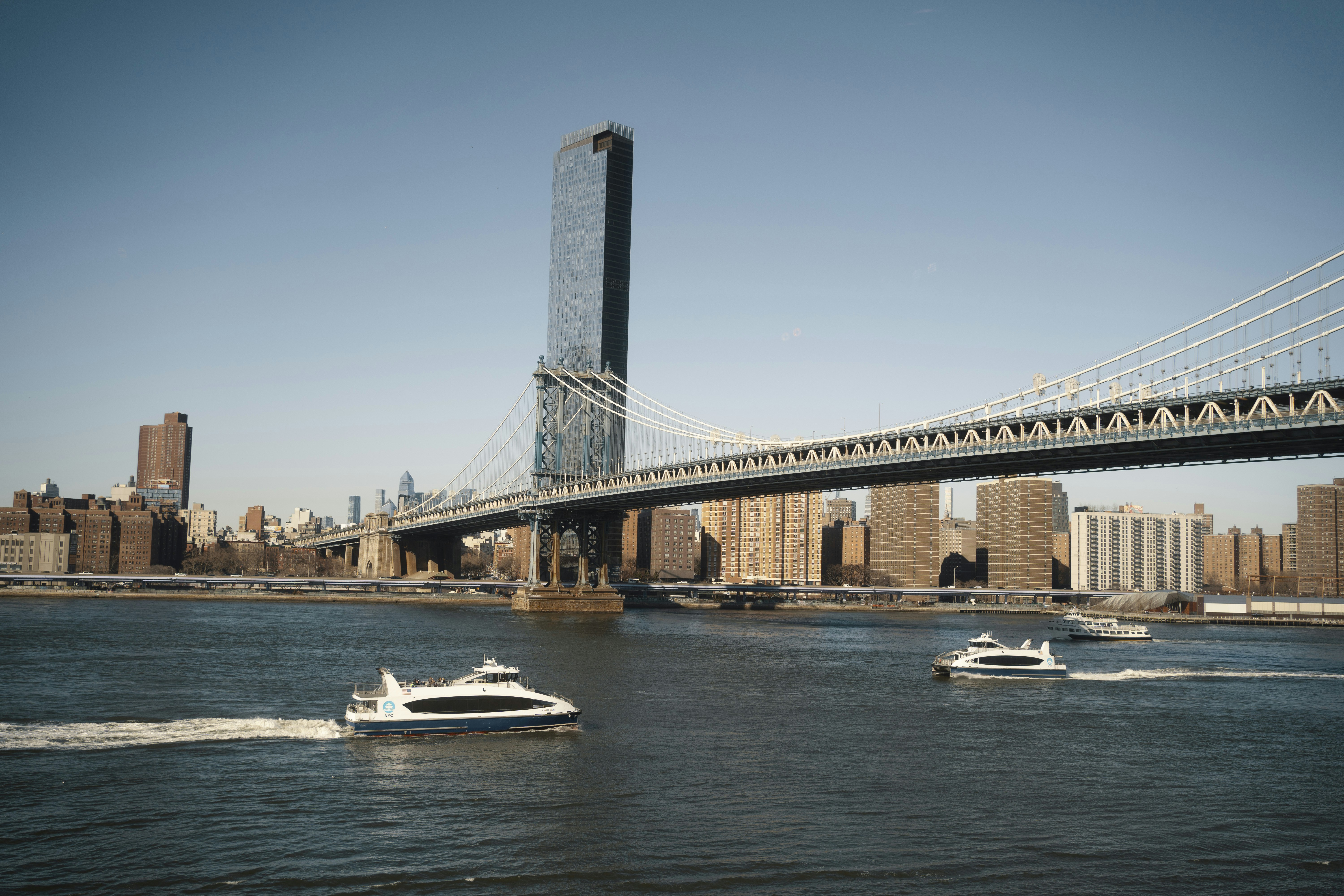 A large bridge spanning over a large body of water