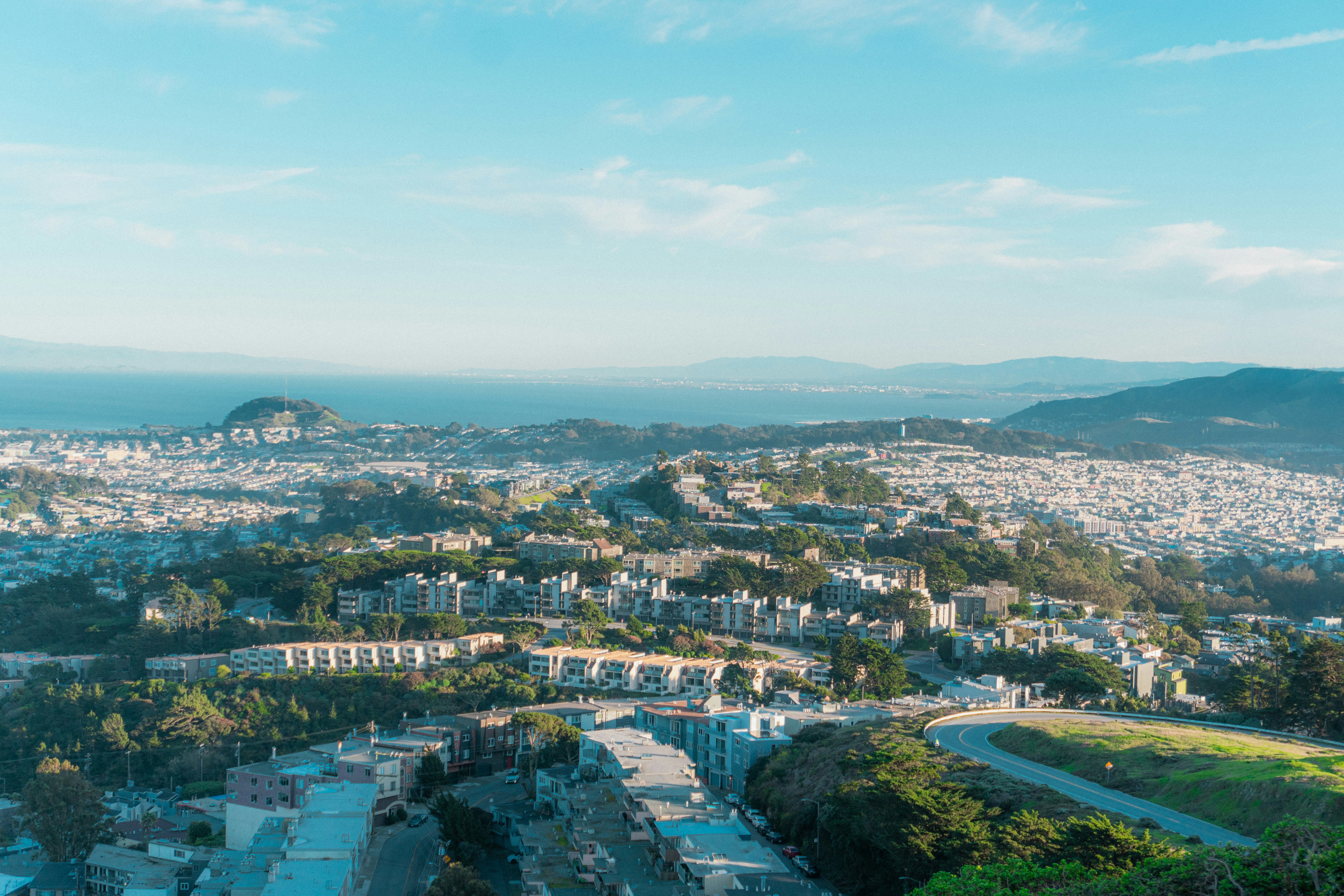 Urban Panorama Embraced by Coastal Serenity