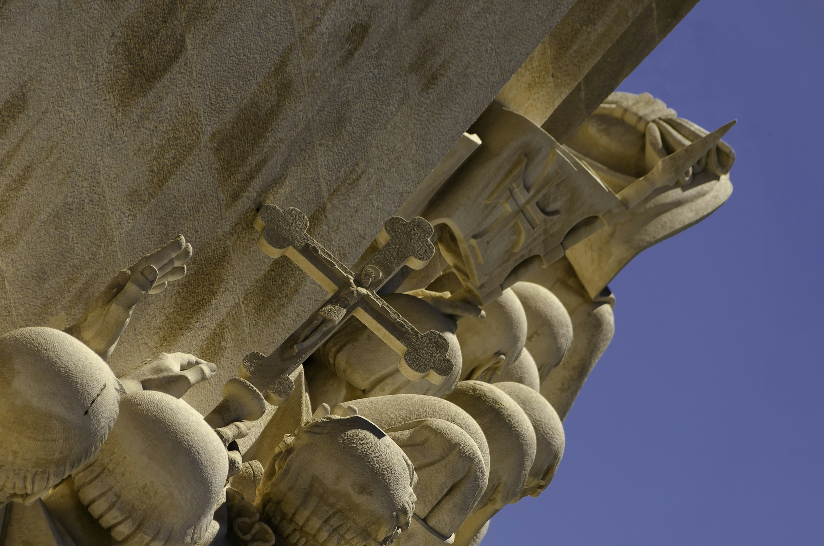 Sunlit Stonework of Lisbon's Maritime Tribute