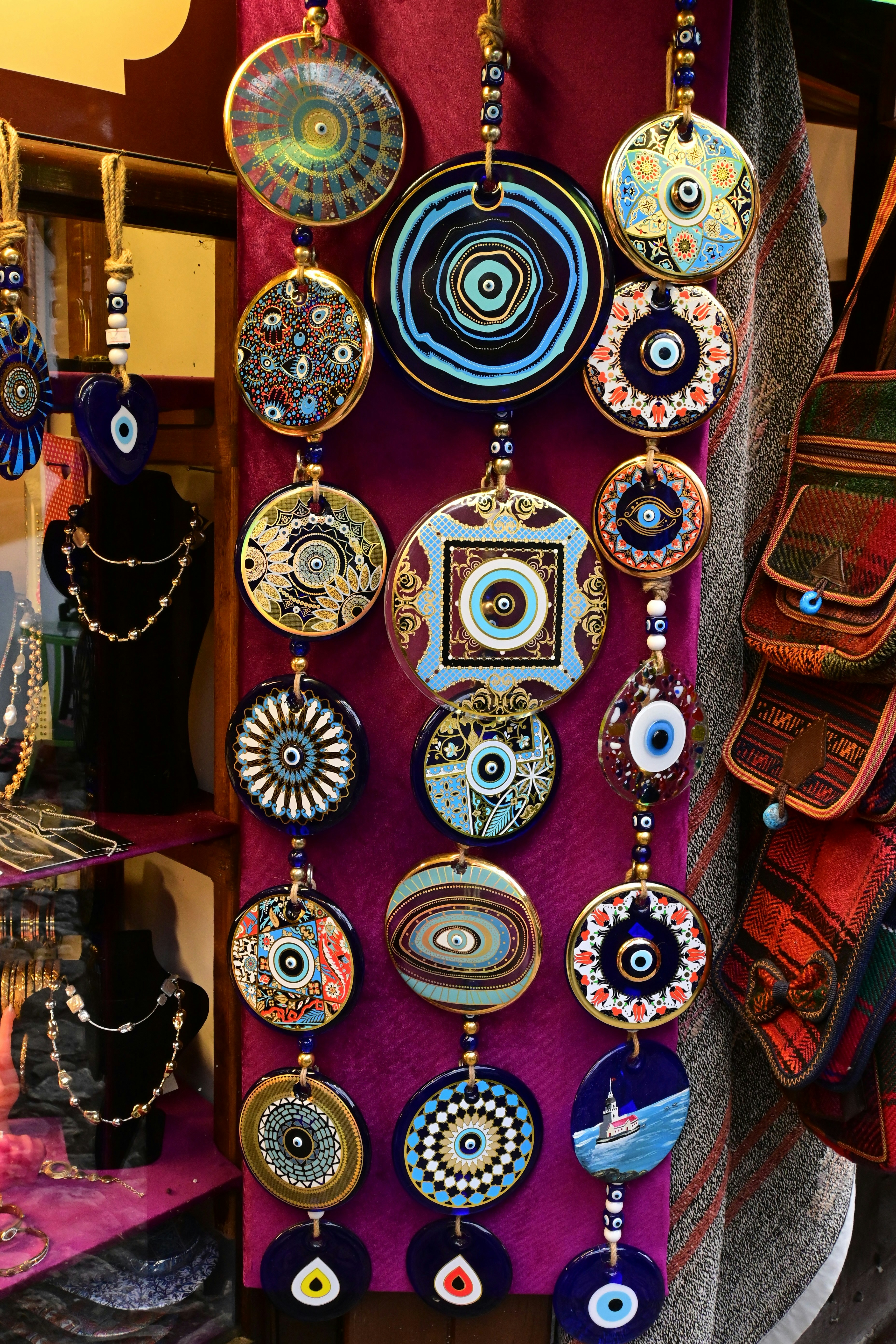 Orbiting Eye Ornaments on a Magenta Display