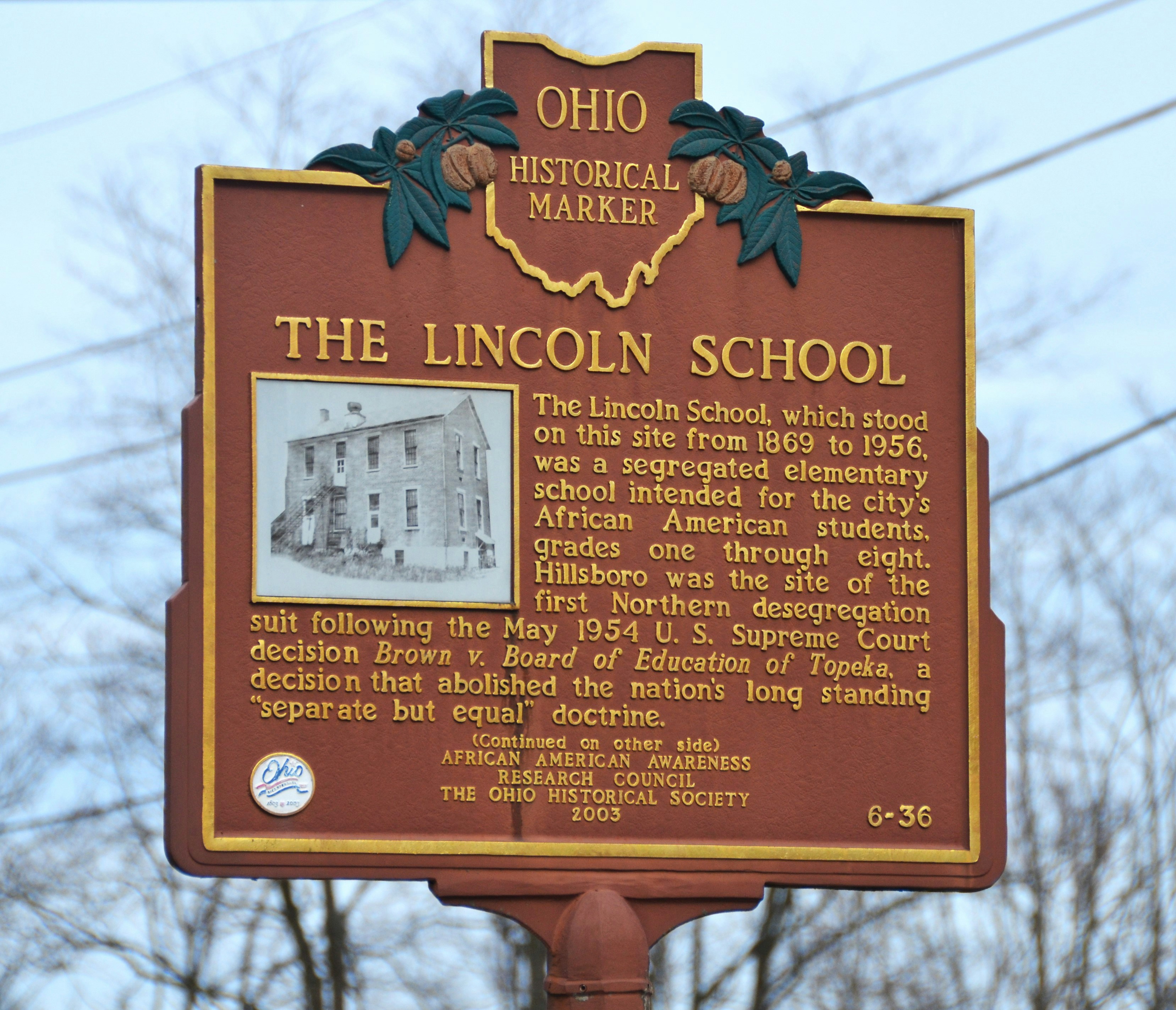 Brass Chronicle: The Lincoln School Marker Under Gray Winter Light