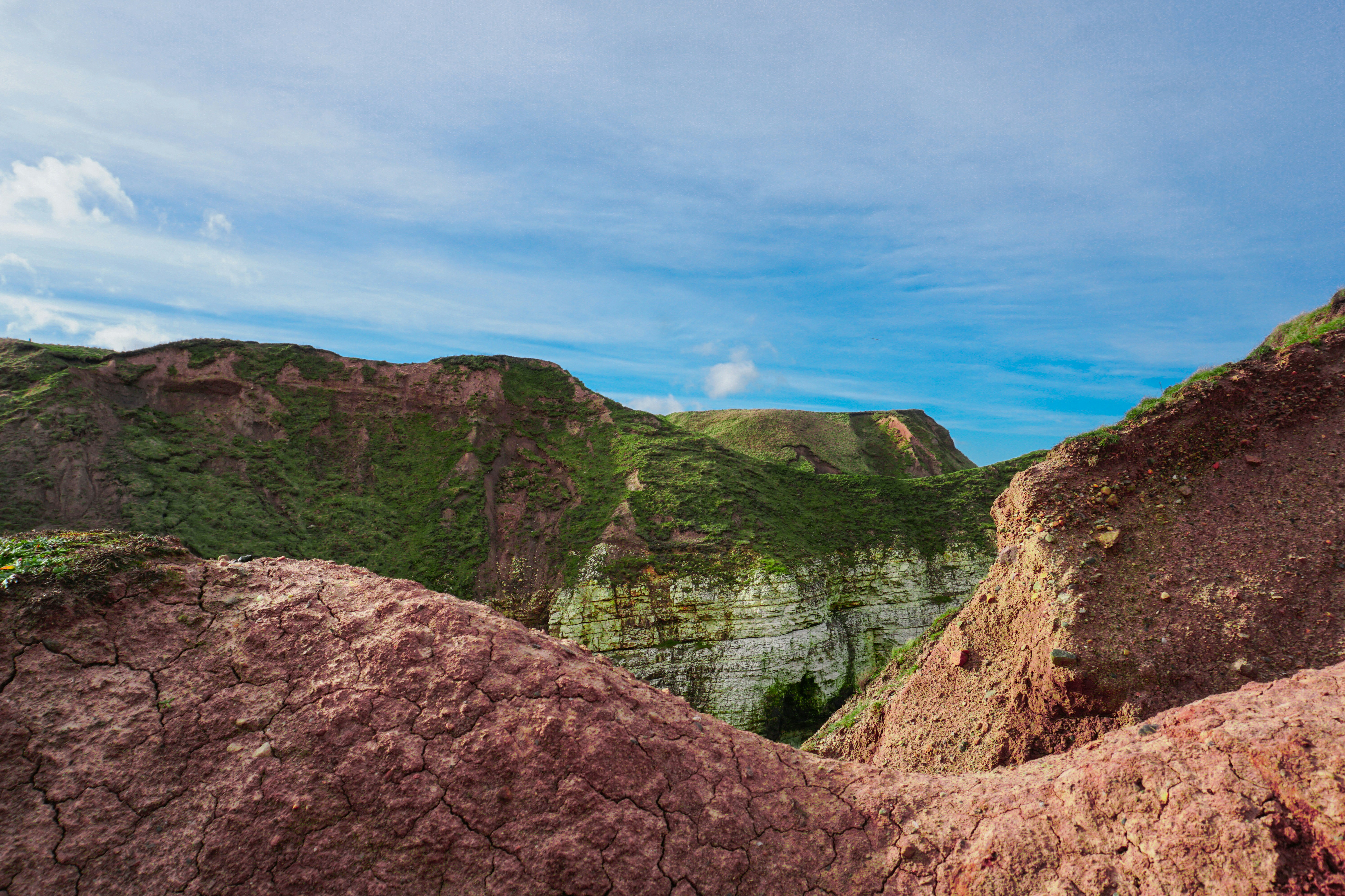 Verdant Cliffs Under Azure Skies