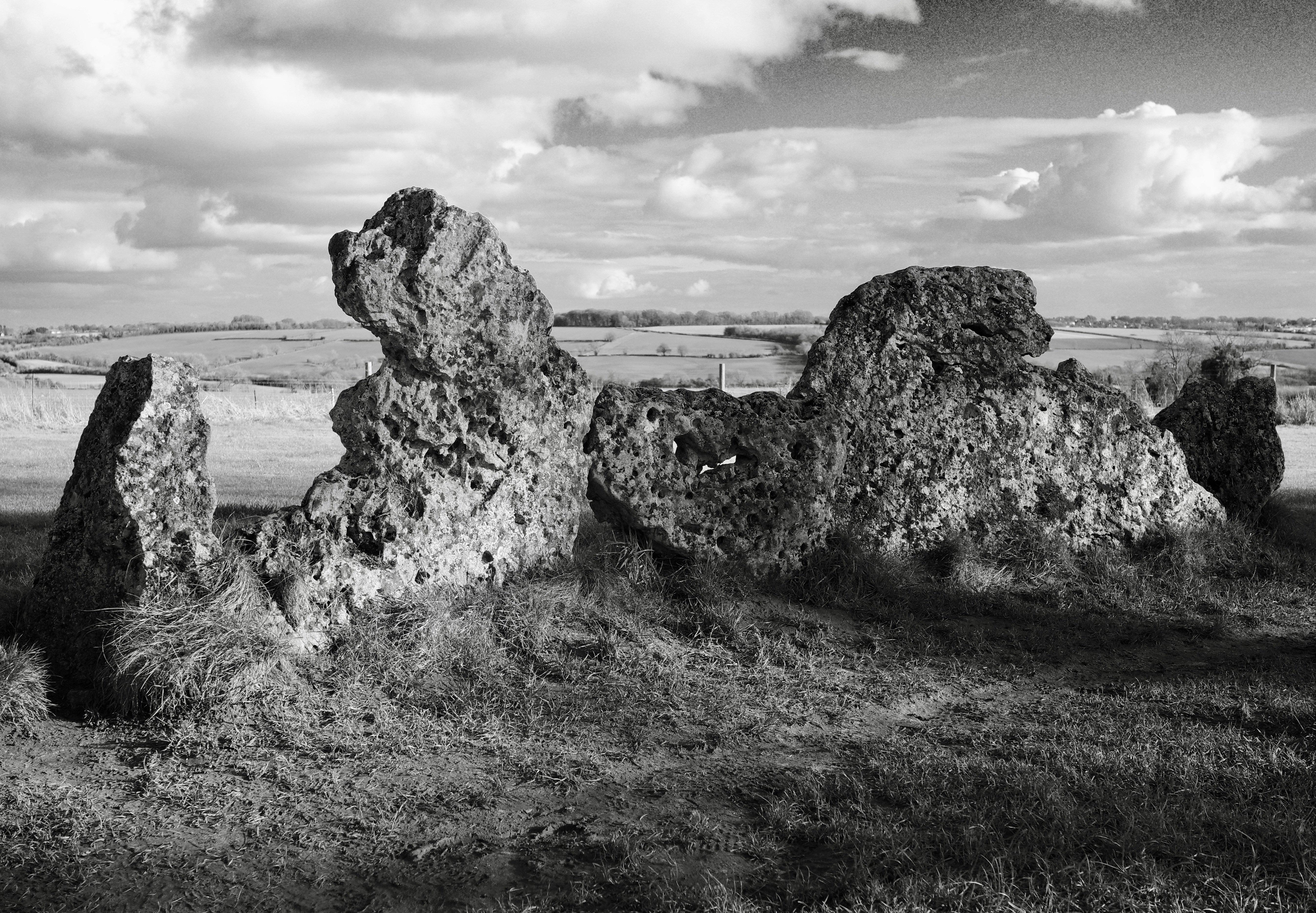 A black and white photo of rocks in a field photo – Free Rock Image on ...