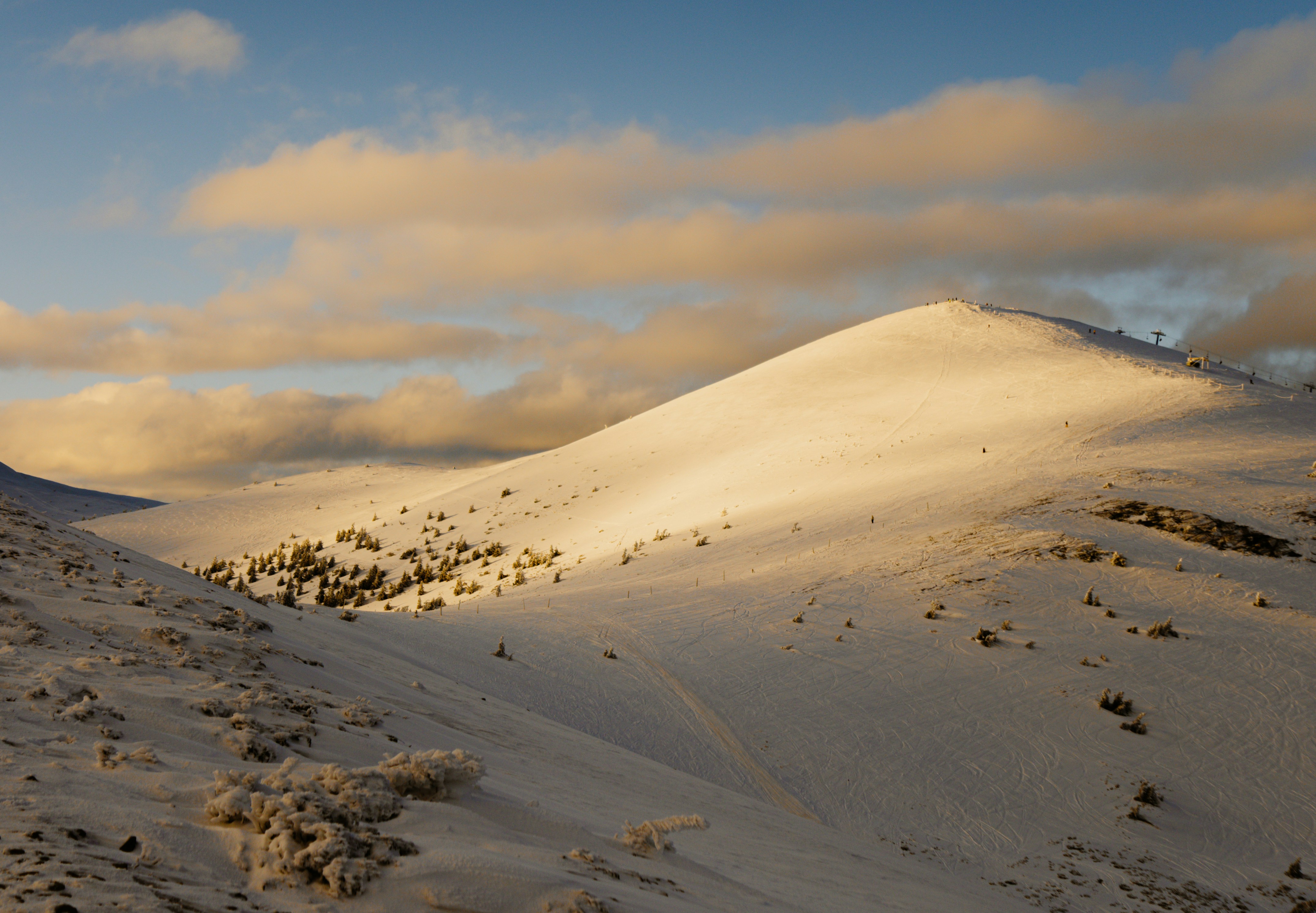 Golden Hour on Snowy Slopes