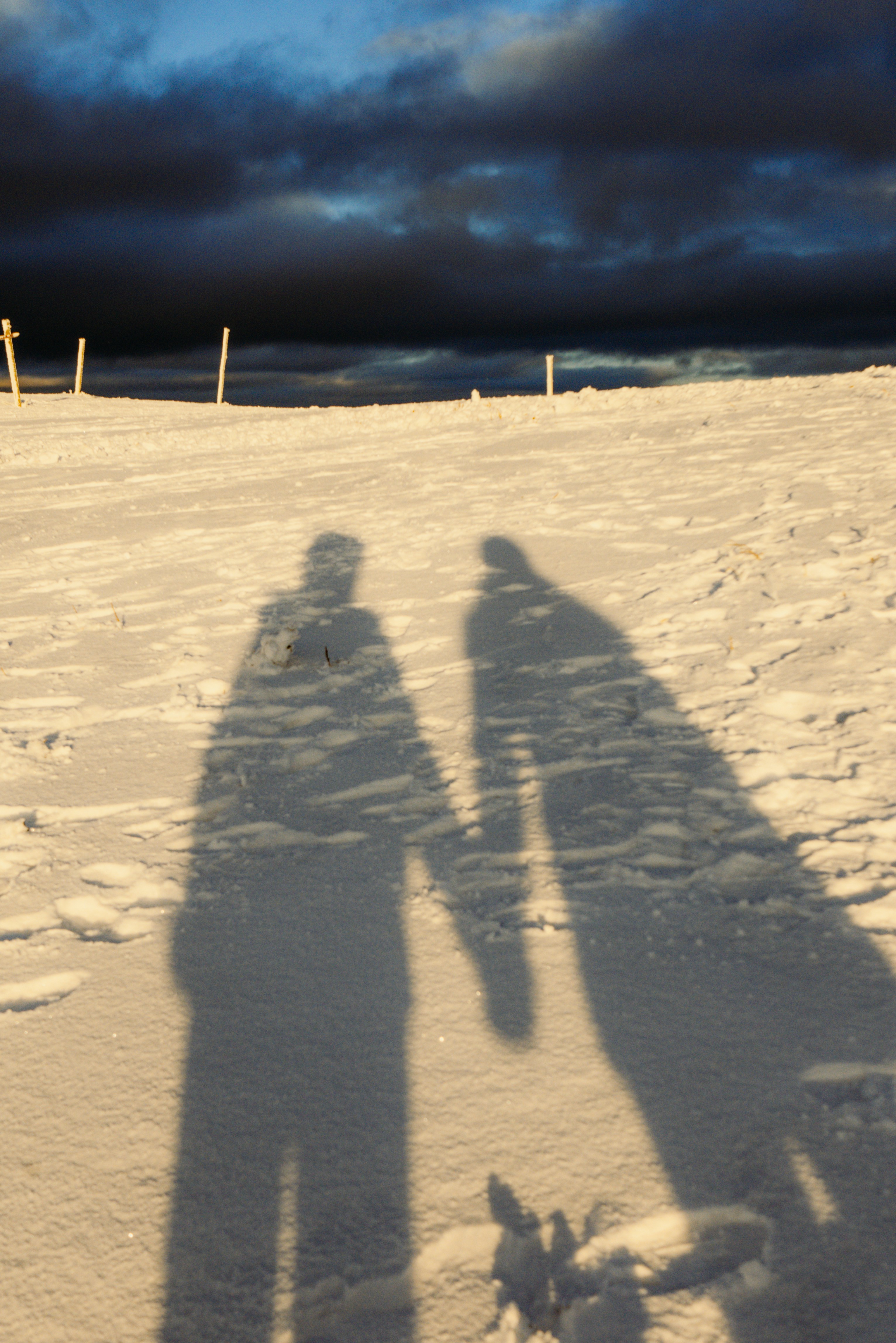 A shadow of two people standing in the snow photo – Free Dragobrat ...