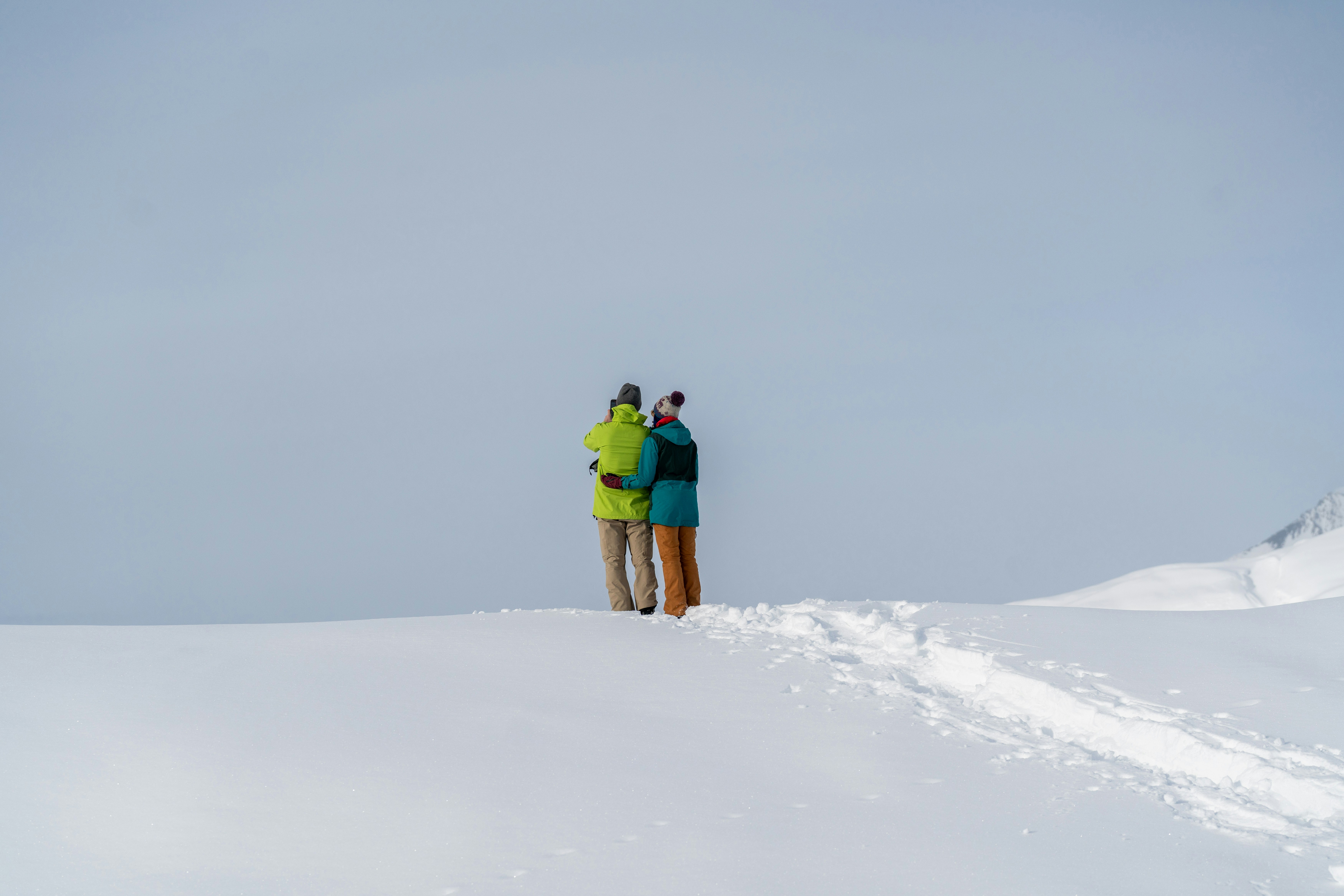 Bright Companions on a Snow-Covered Ridge