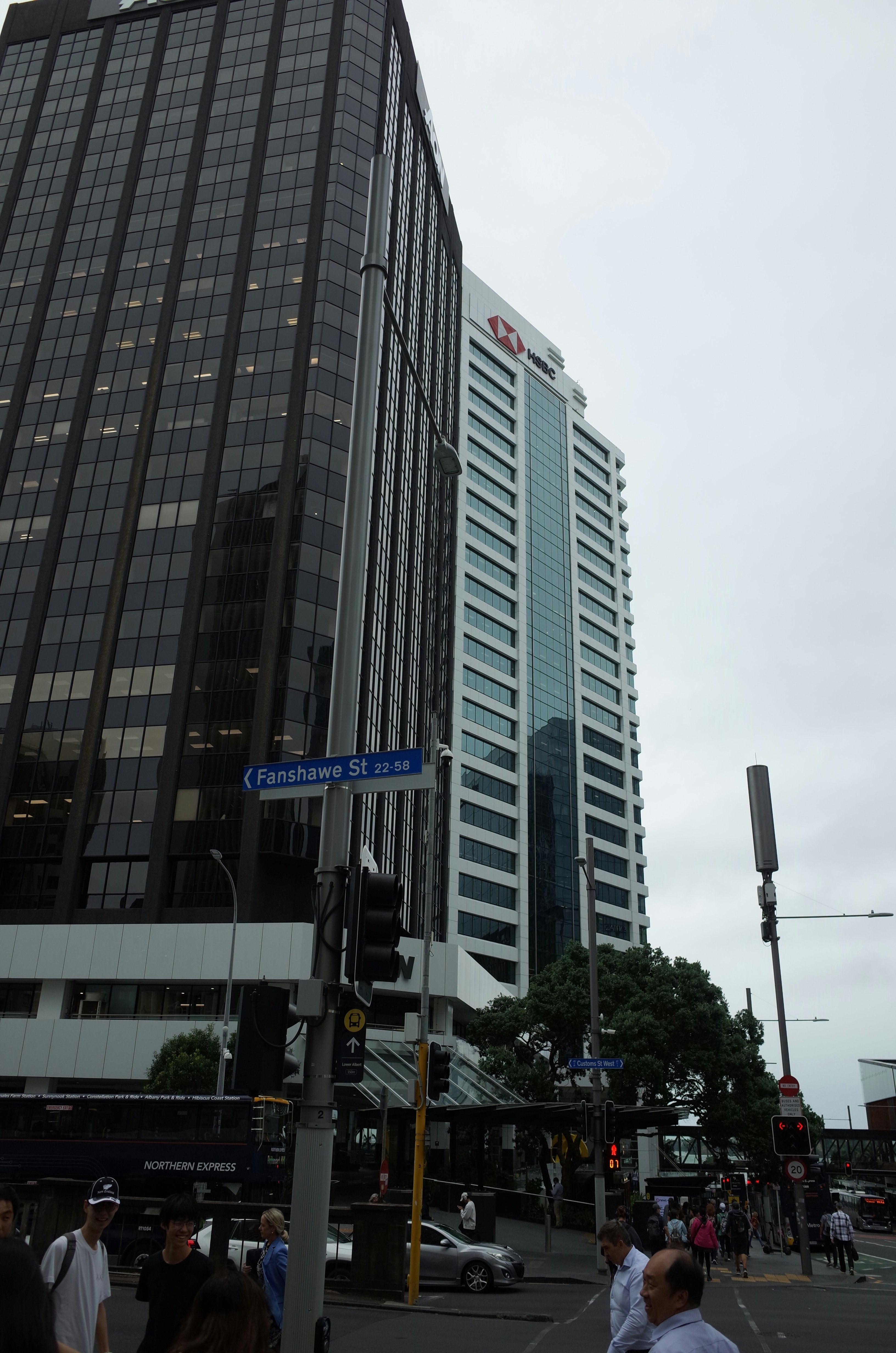 Glass Giants on Fanshawe Street: Urban Towers Framing a Busy Crossing