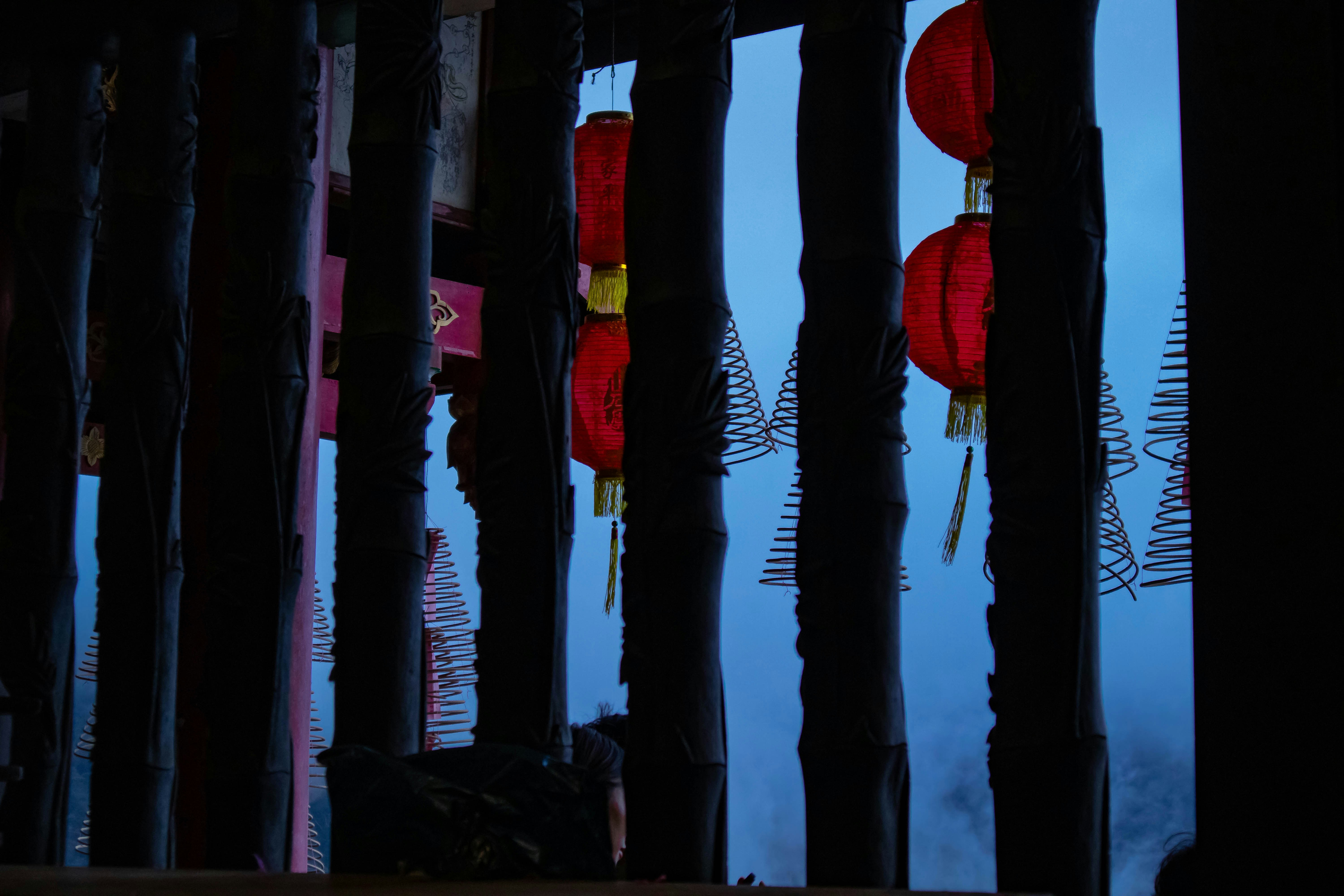 Silhouettes and Lanterns at Dusk
