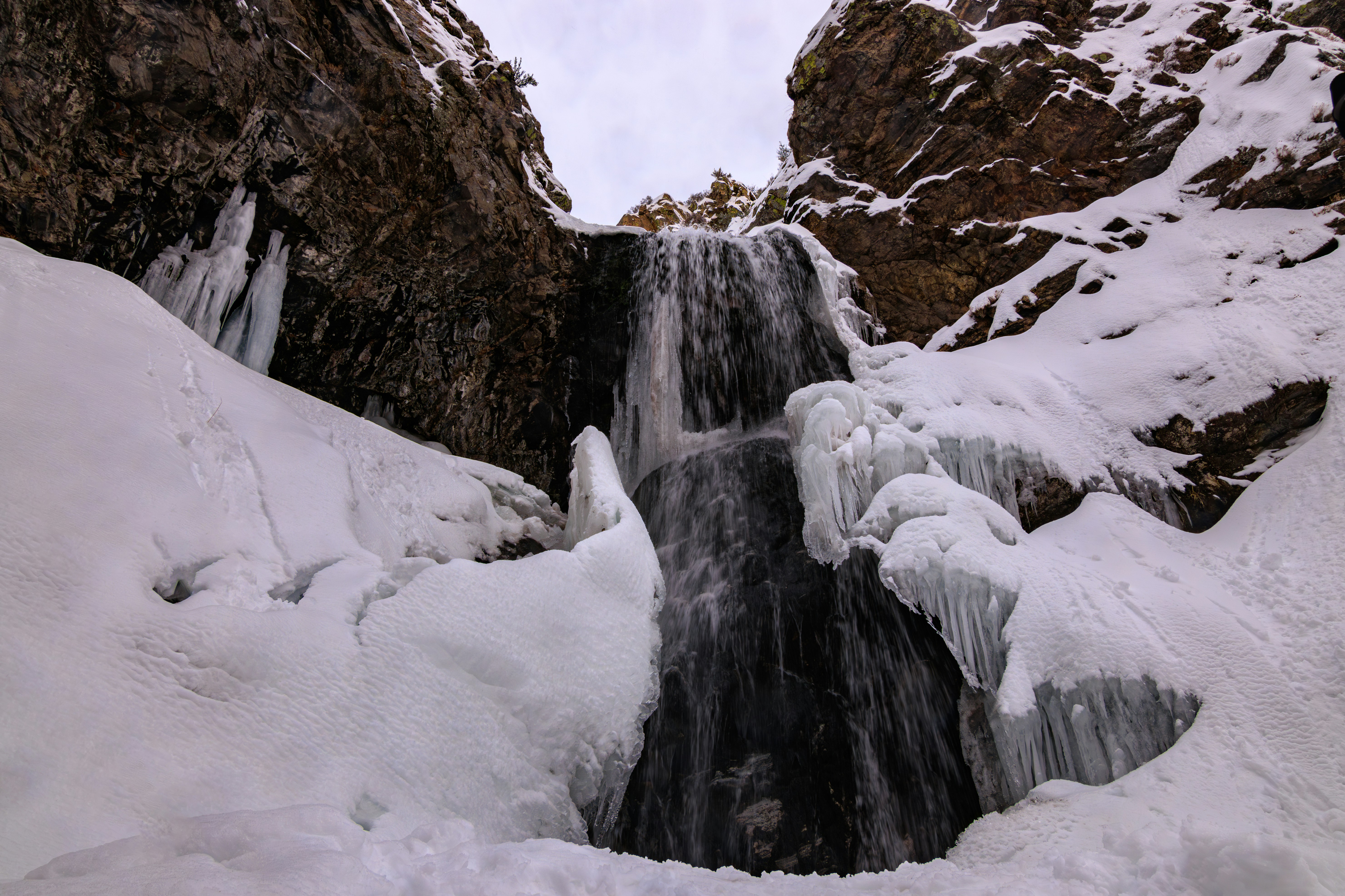 A waterfall is covered in snow and ice photo – Free Adams canyon trail ...