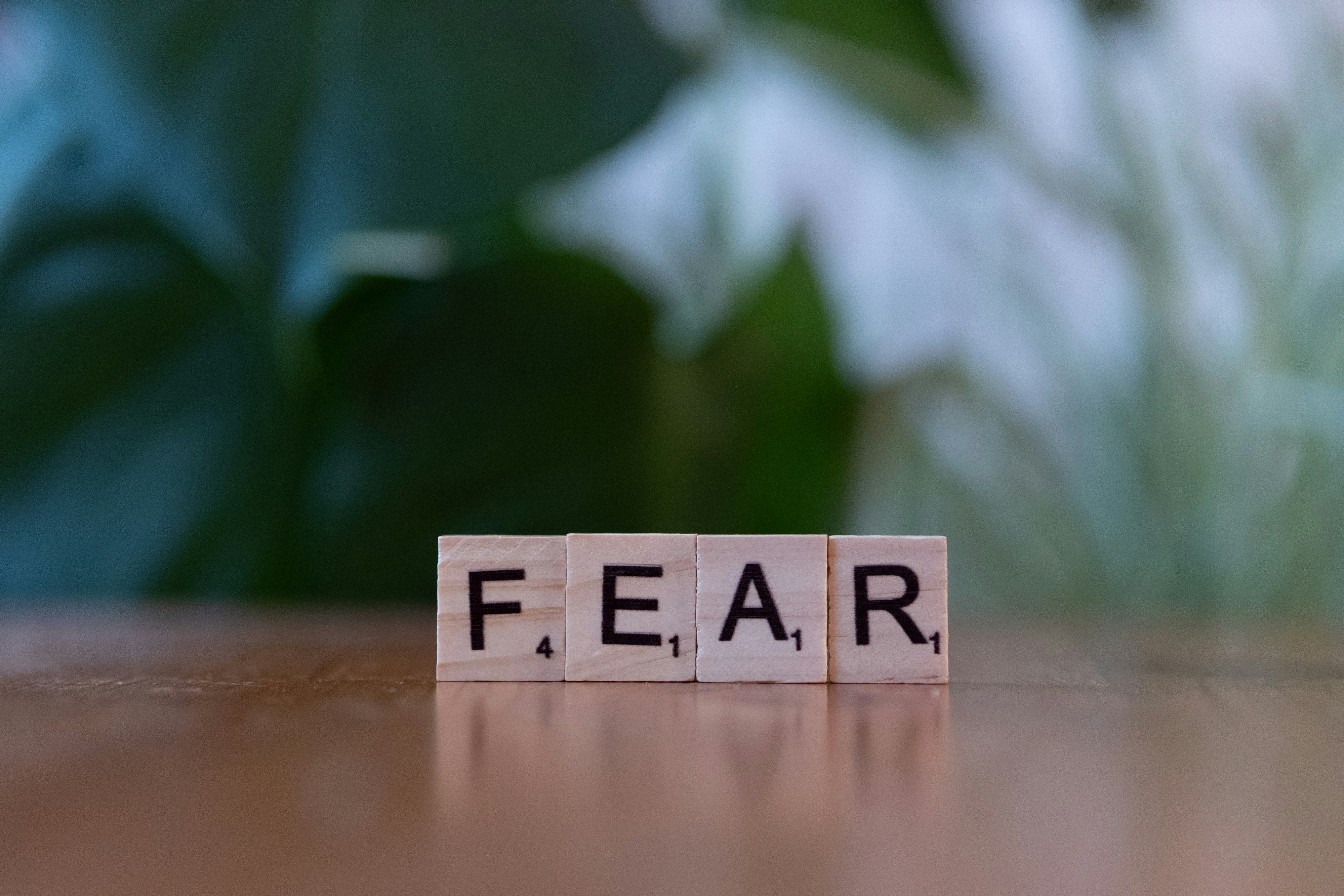 The word fear spelled with scrabble blocks on a table photo – Free ...