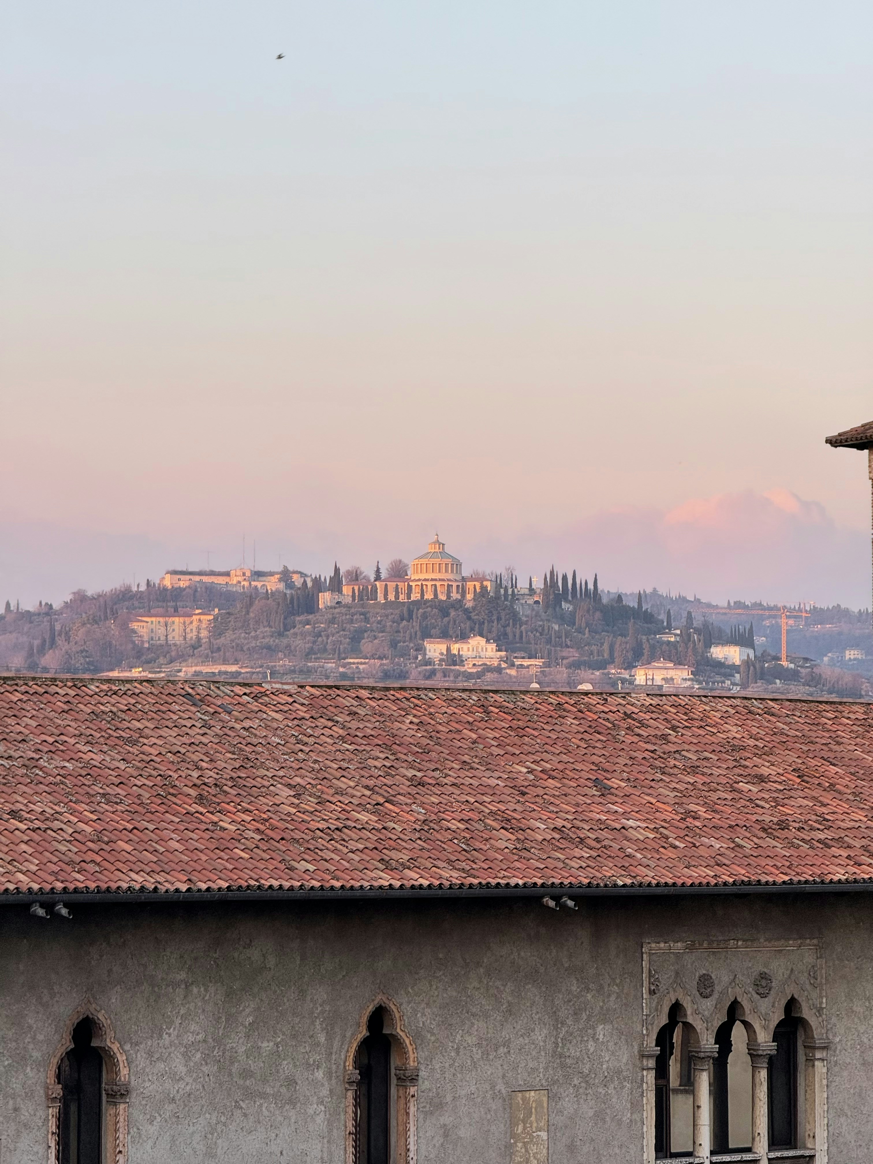 Distant Hilltop Sanctum Over a Rustic Tile Landscape