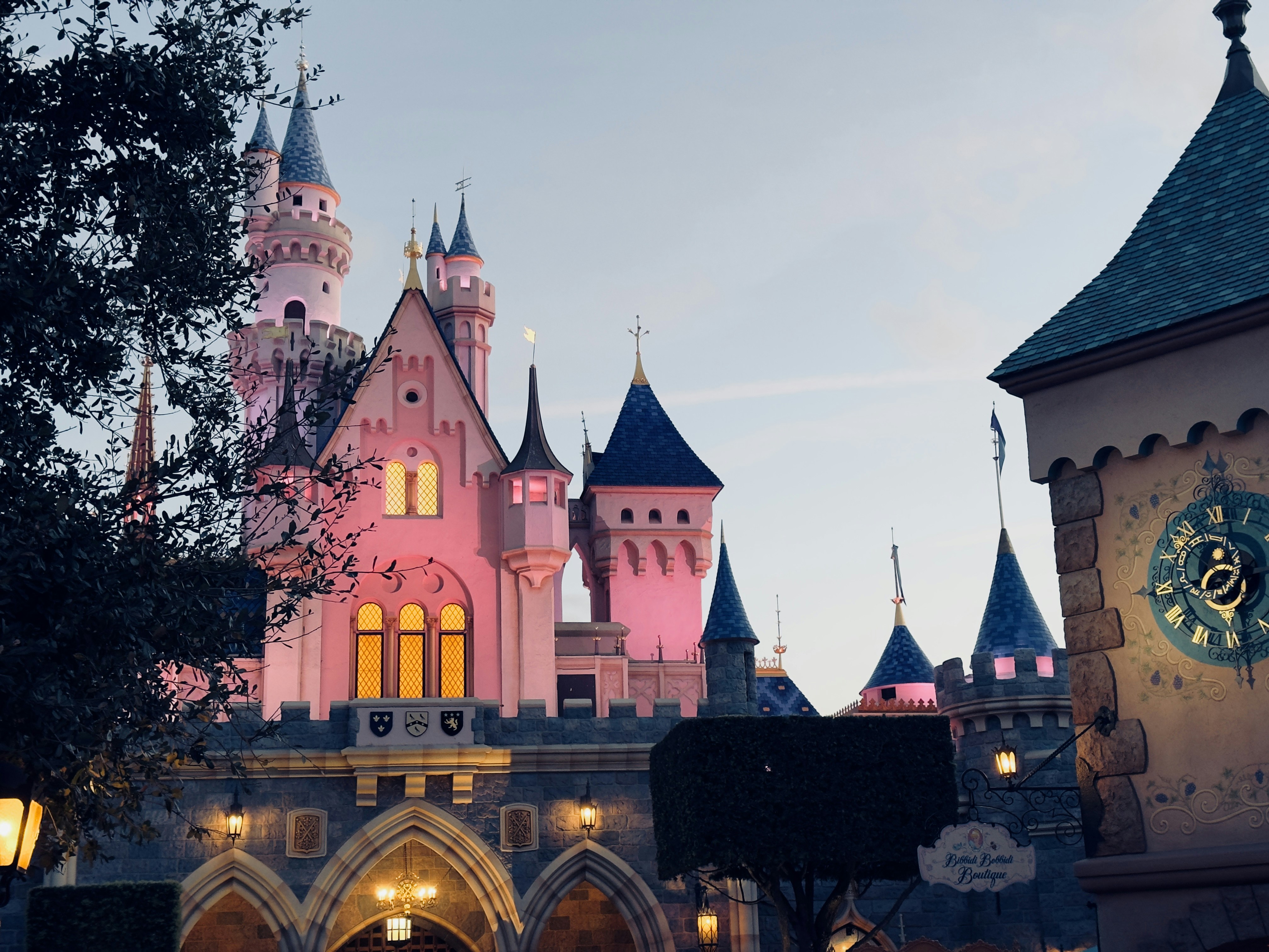 Dusk at the Pink Citadel: Twilight Turrets and Warm Windows