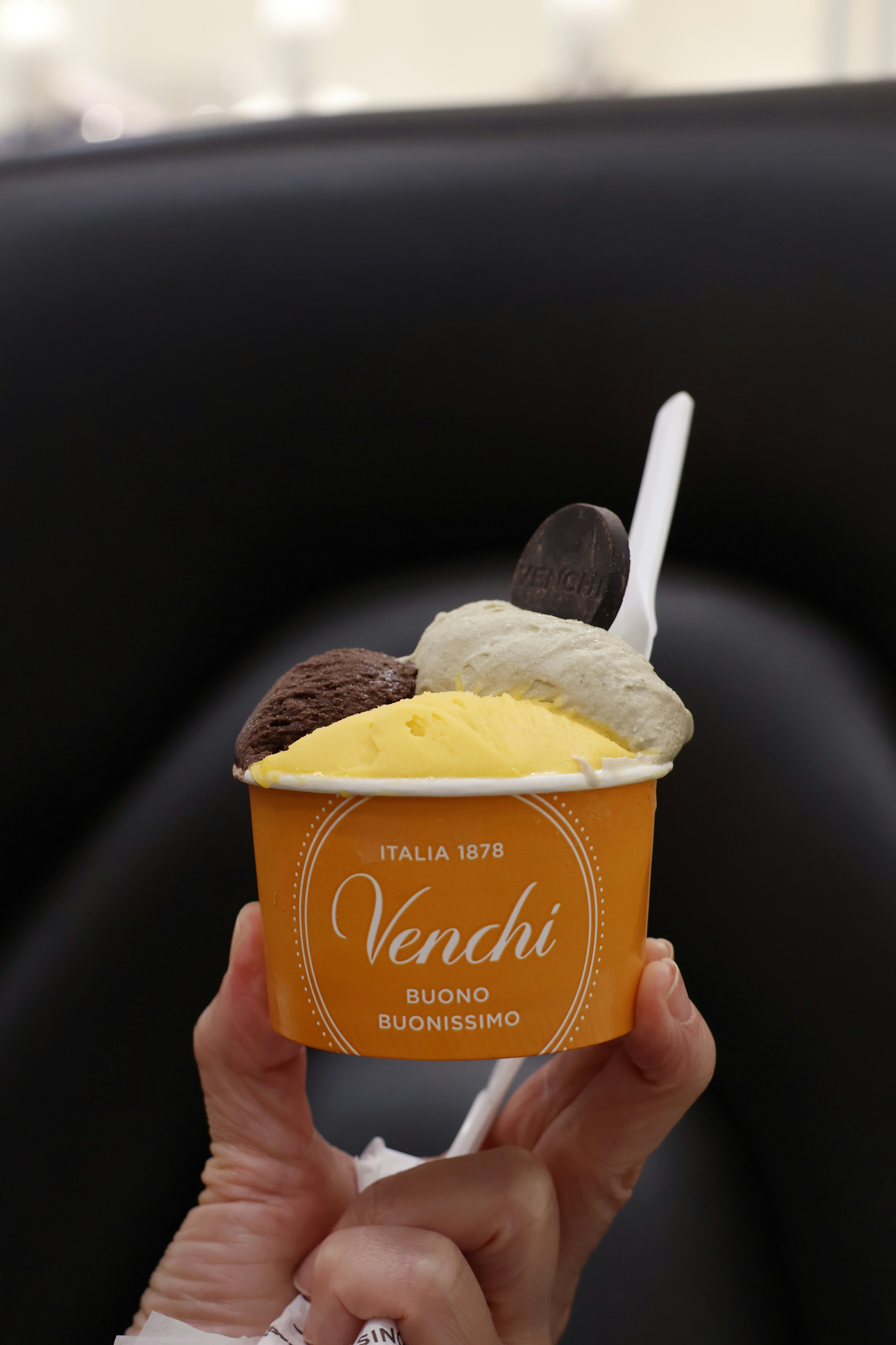 A delicious venchi gelato cup is being held. photo – Free Food Image on ...