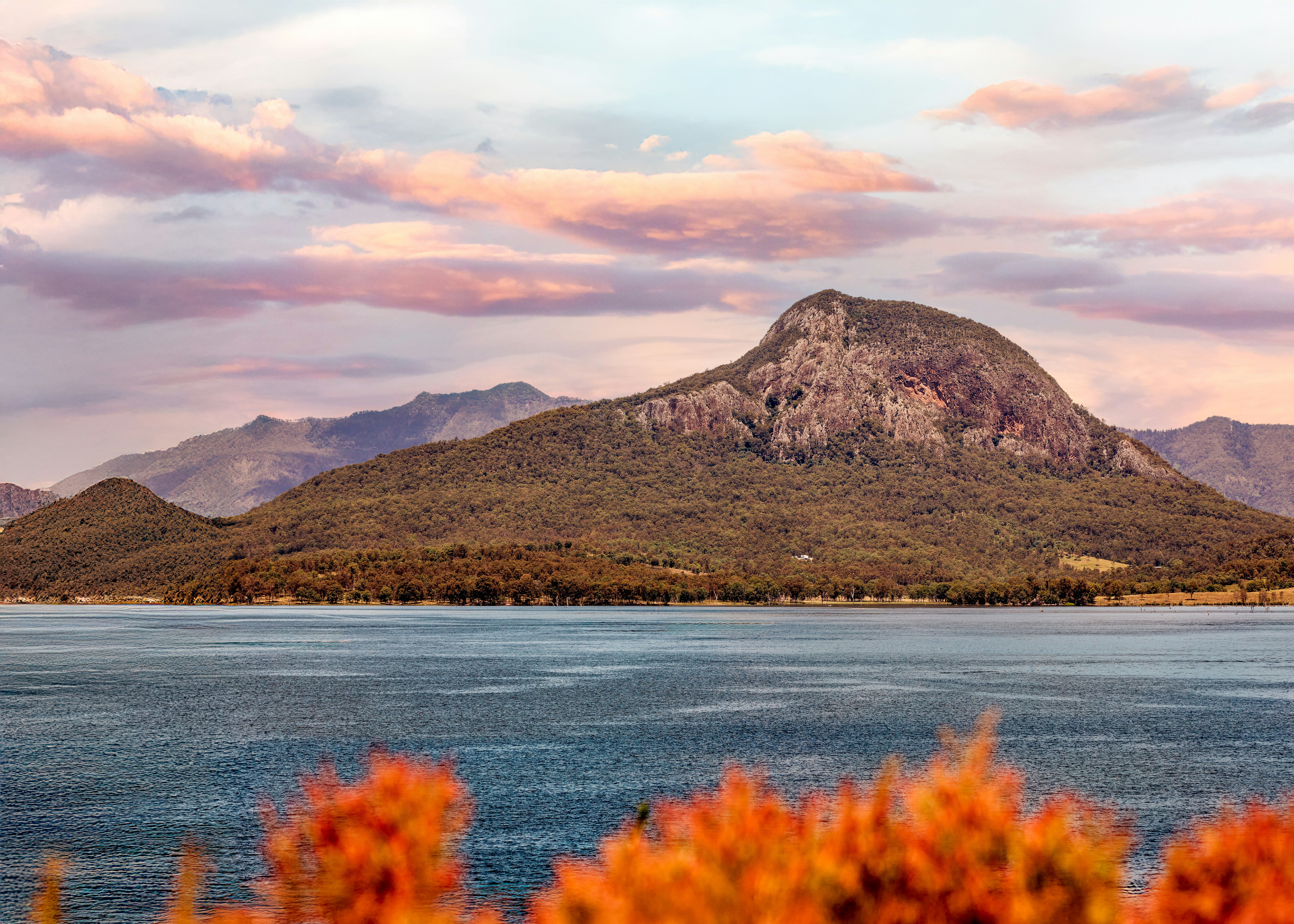 Sunset Over Serene Mountain Lake