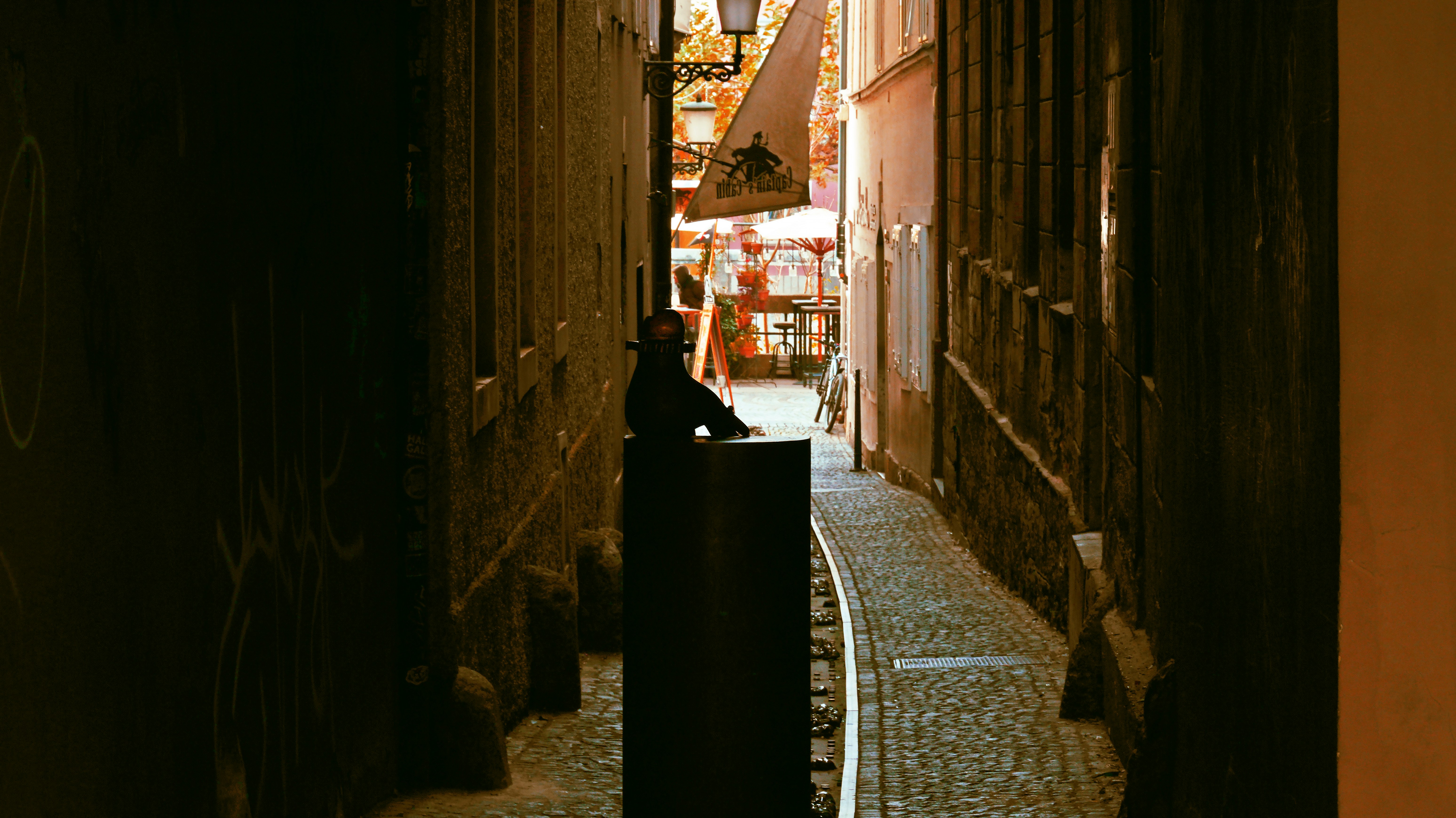 Une ruelle étroite avec une horloge sur le mur photo – Image gratuite ...