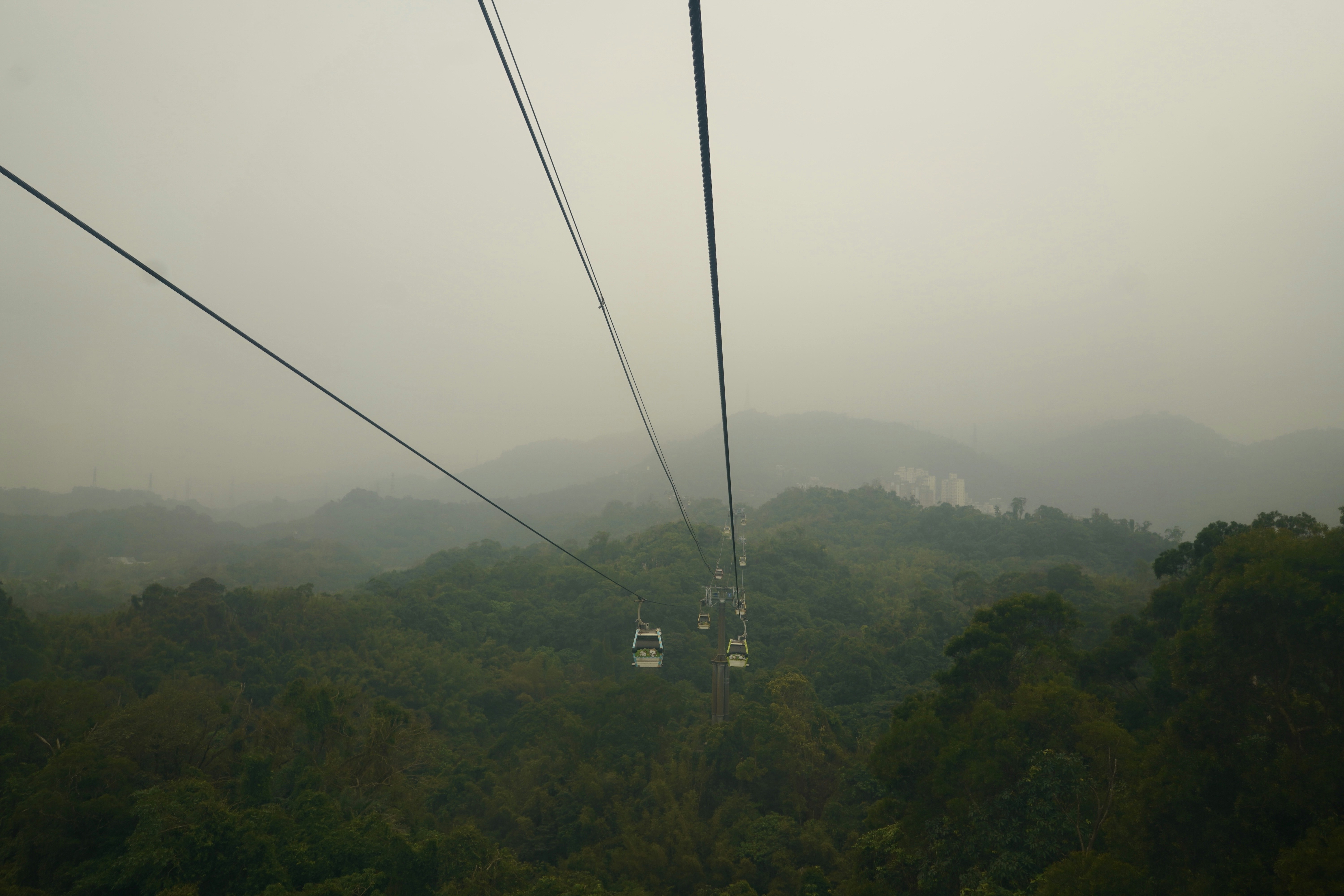 Gondola ride over a mountain range