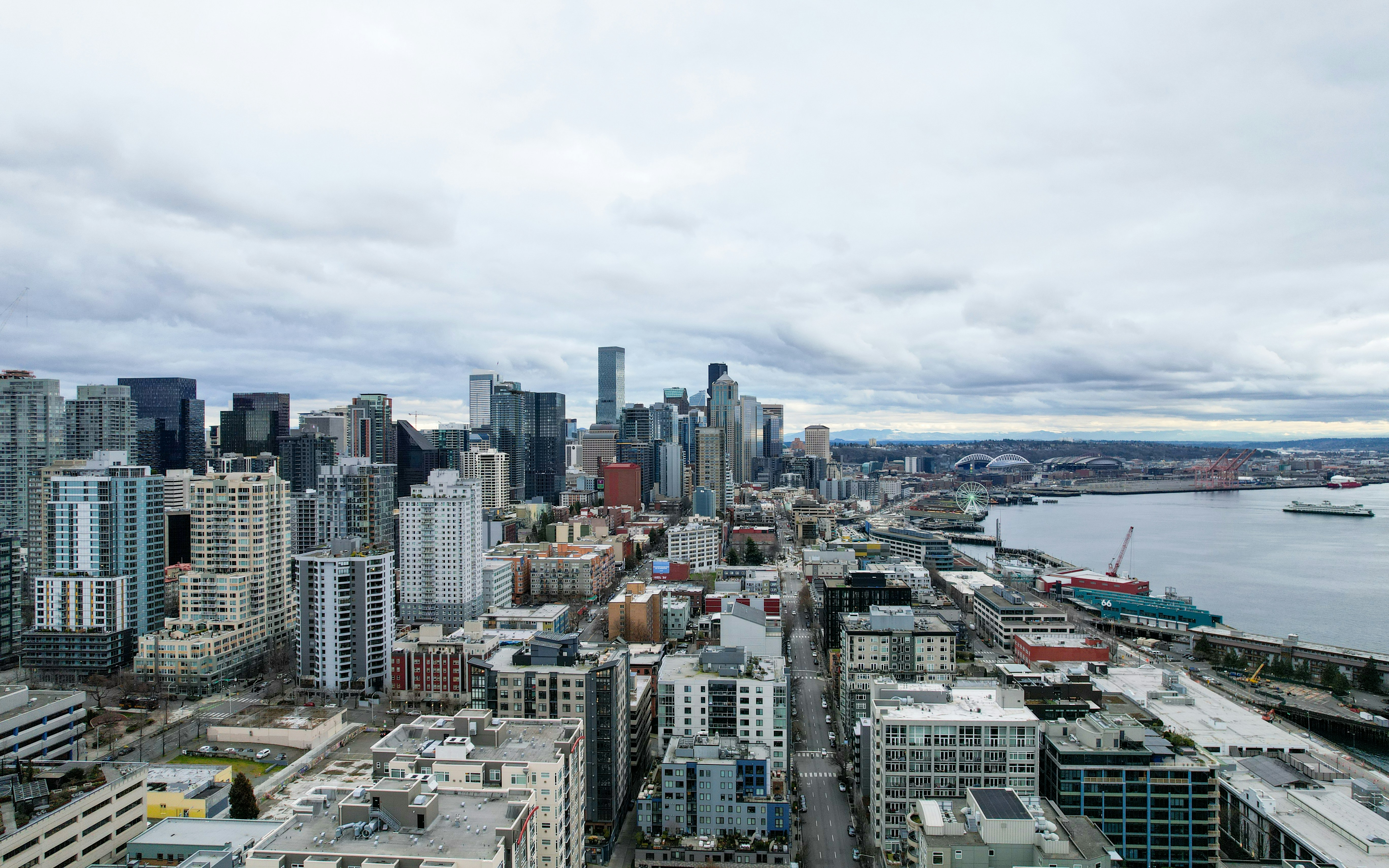 A view of a city from a high point of view photo – Free Seattle Image ...