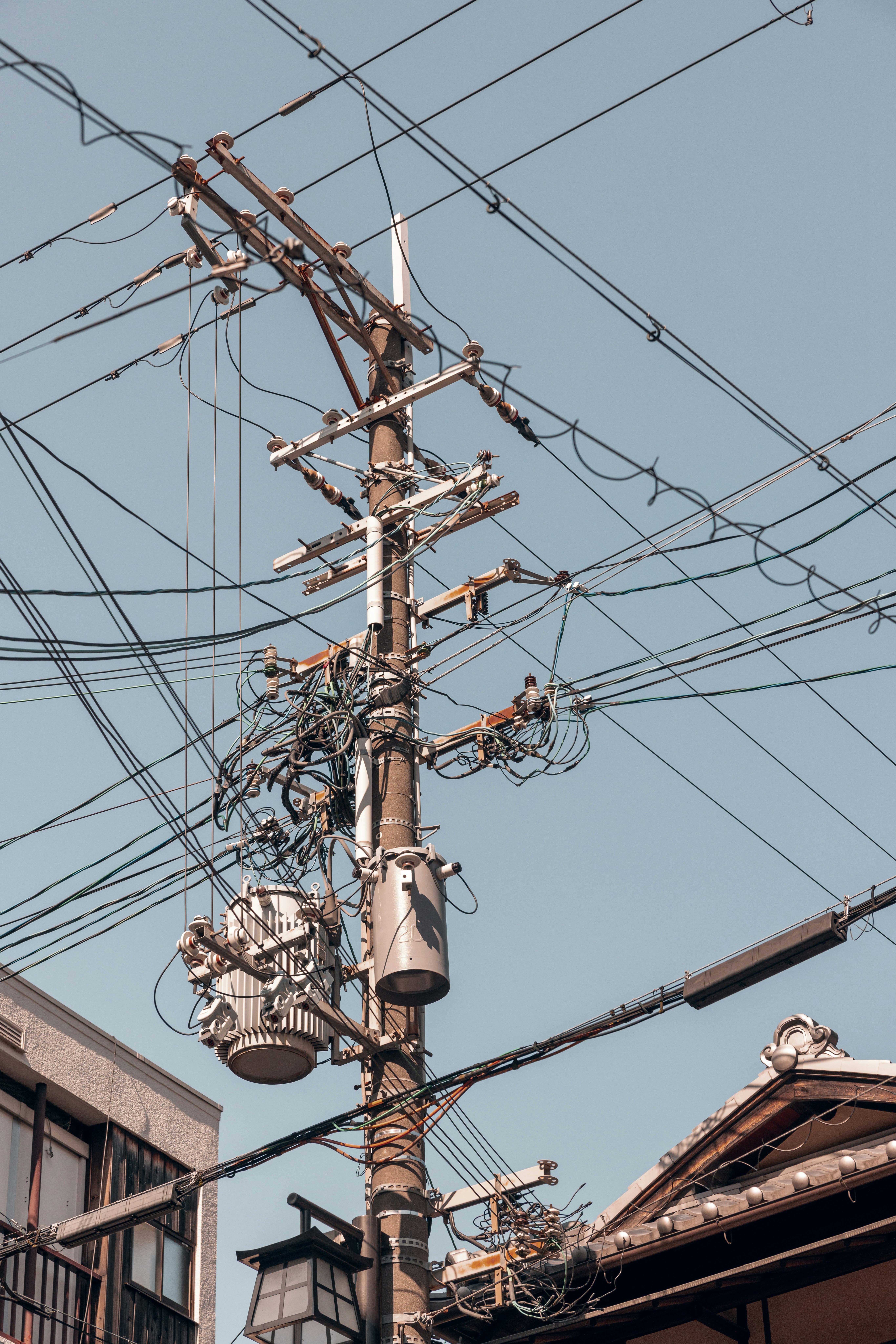 Electric poles and wires fill the frame. photo – Free Cable Image on ...
