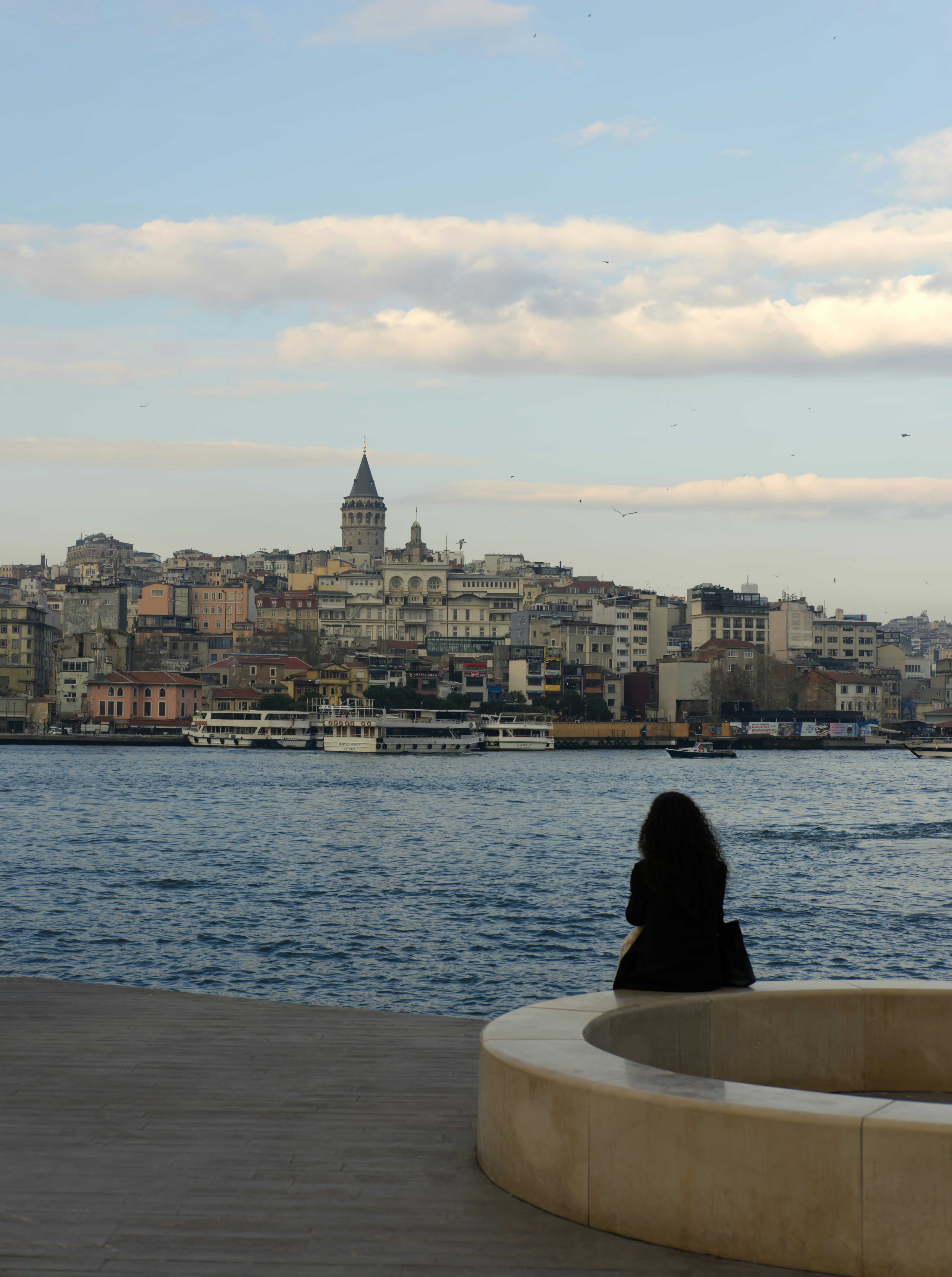 Bosphorus Silhouette: Galata Tower Anchors Istanbul's Evening View