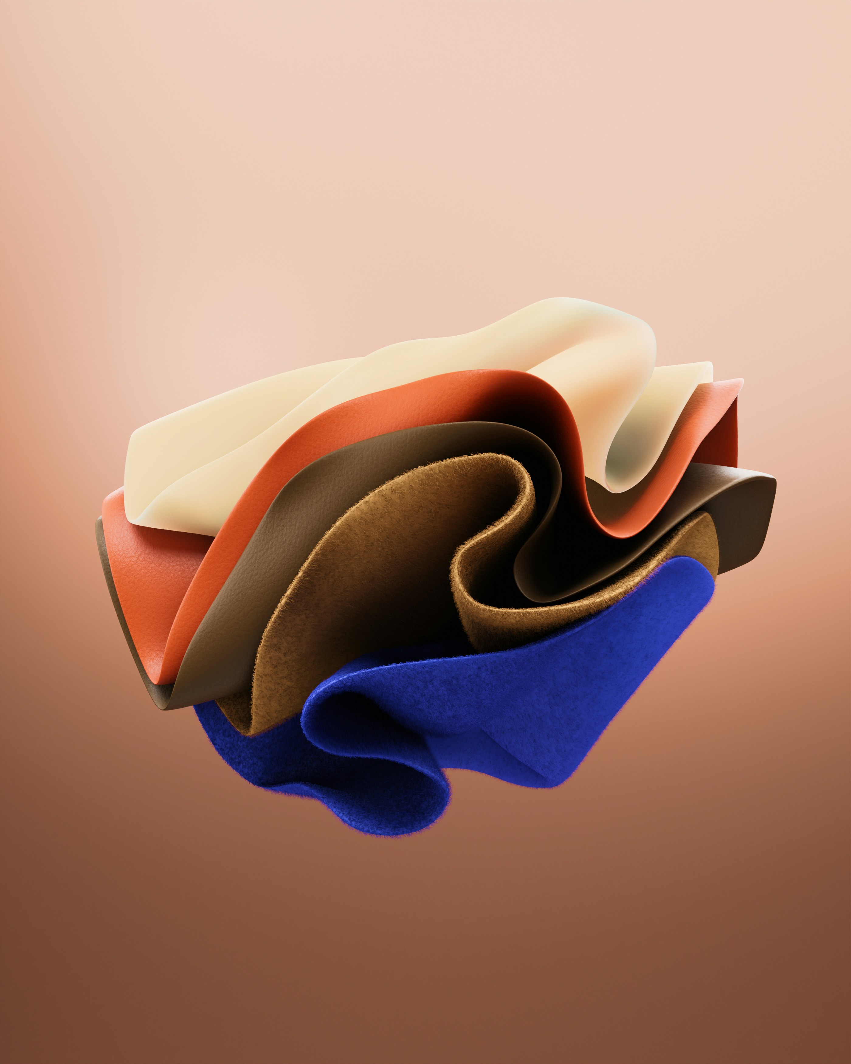 Colorful, layered fabrics form a 3D abstract shape. photo – Free ...
