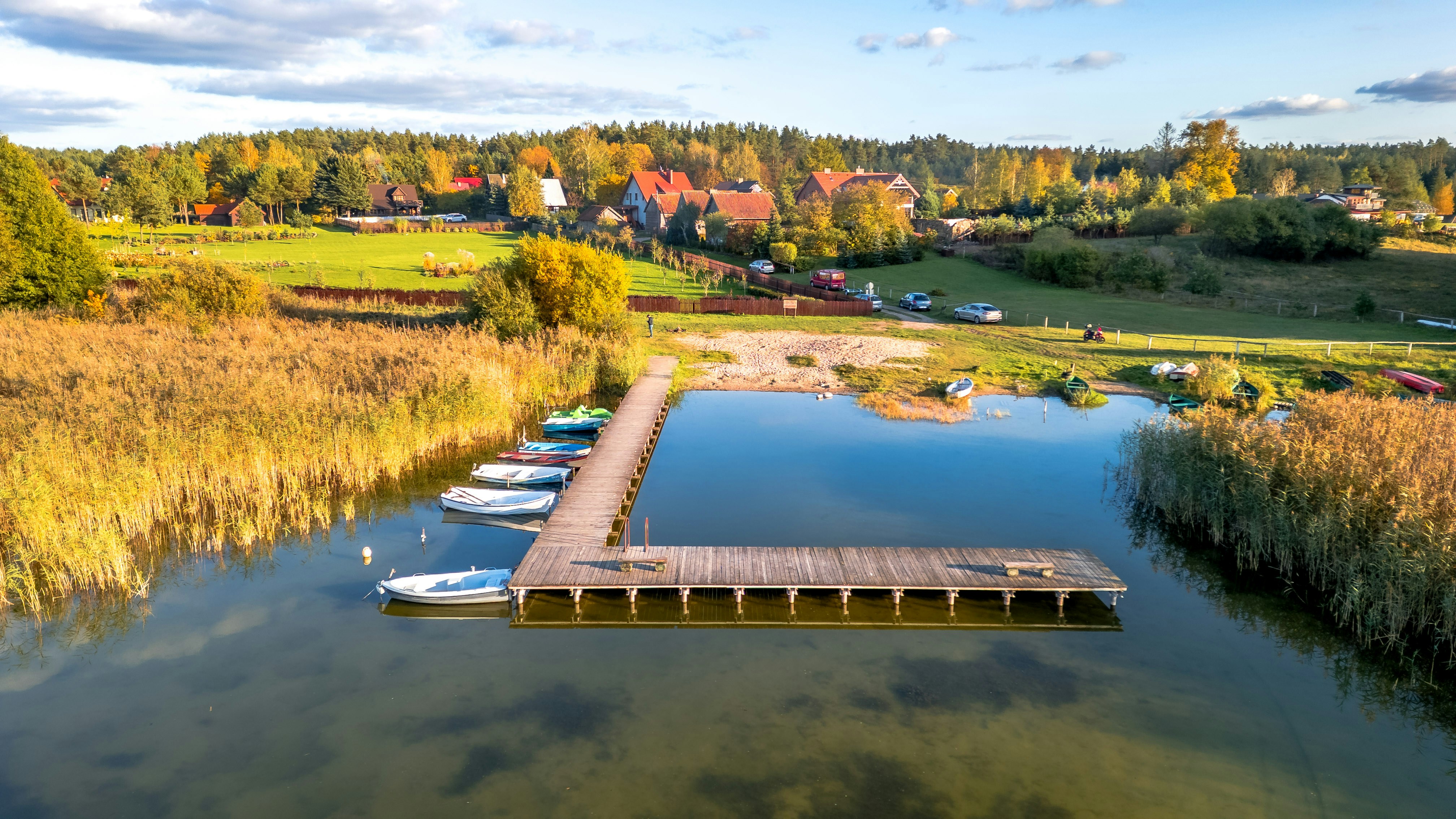 Serene Village Reflections