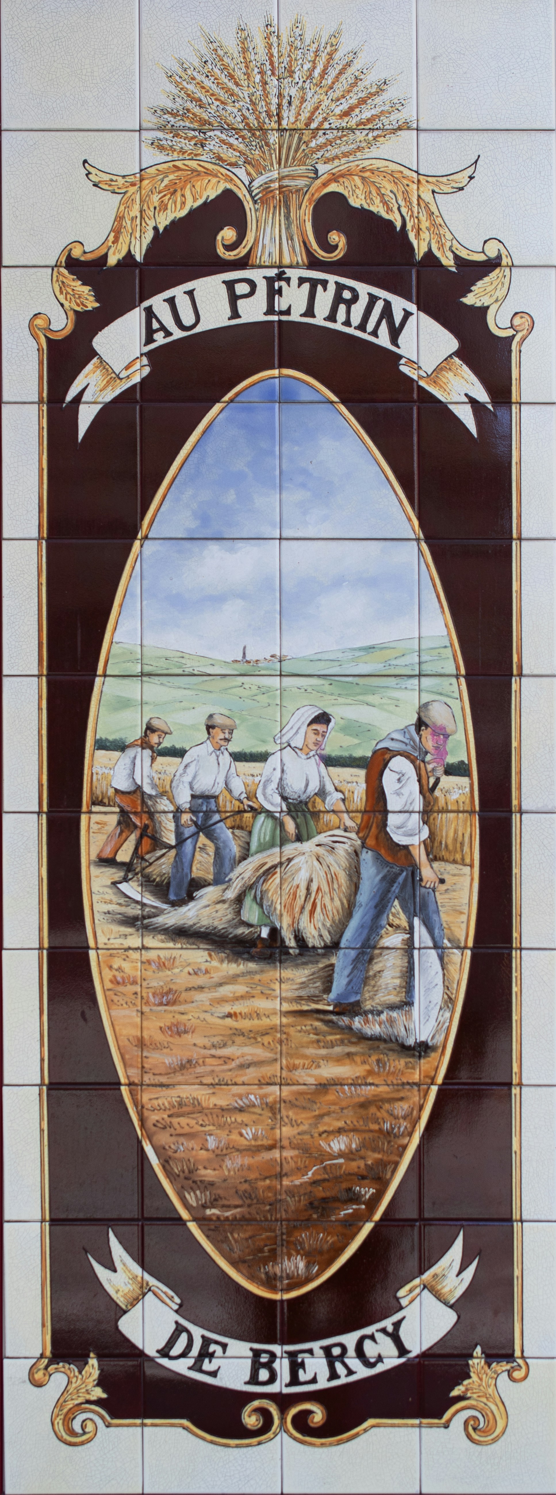 Harvest Under the Arch: A Ceramic Mosaic of Au Pétrin de Bercy