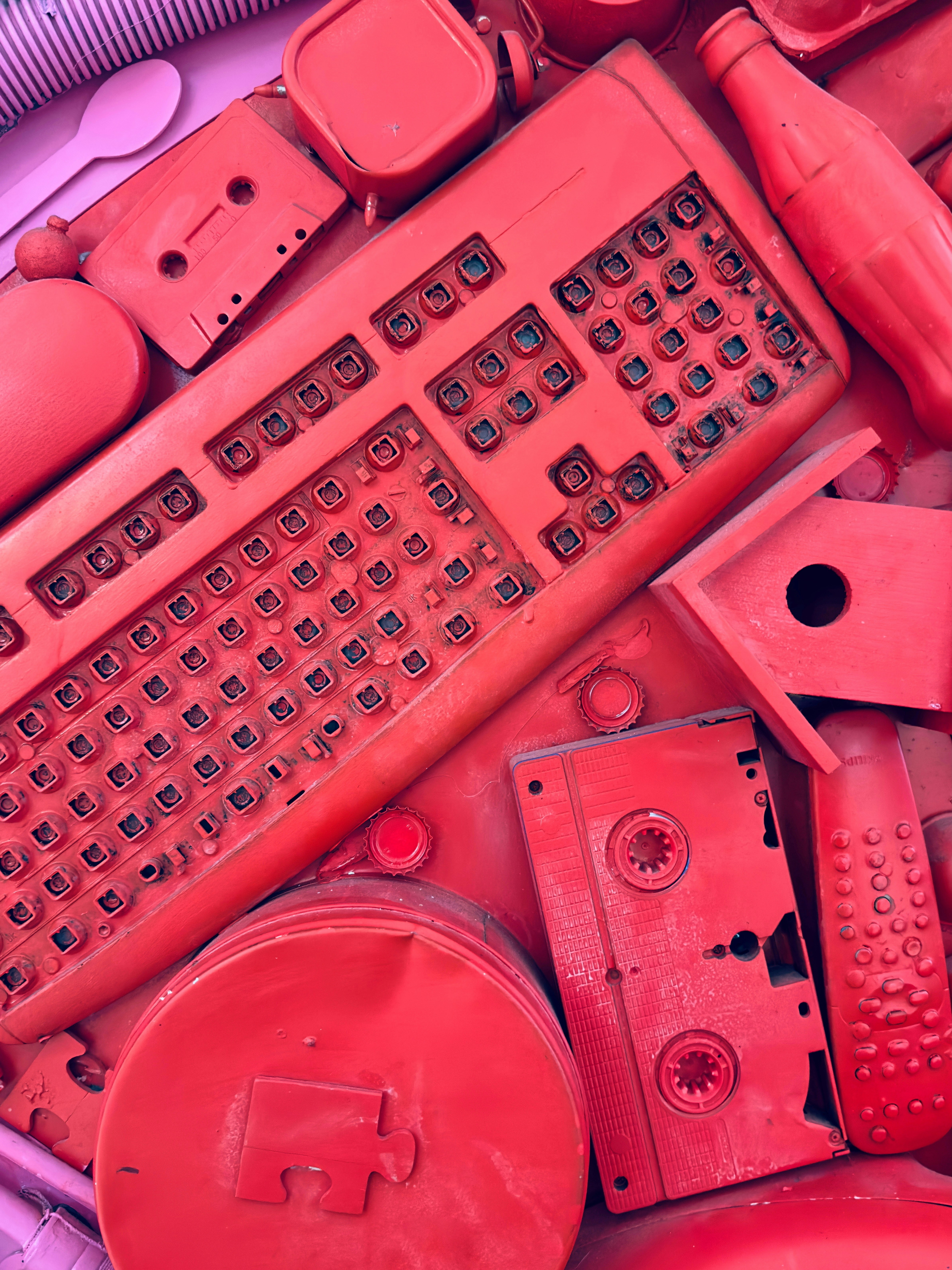 Red objects are arranged in a creative collage. photo – Free Computer ...