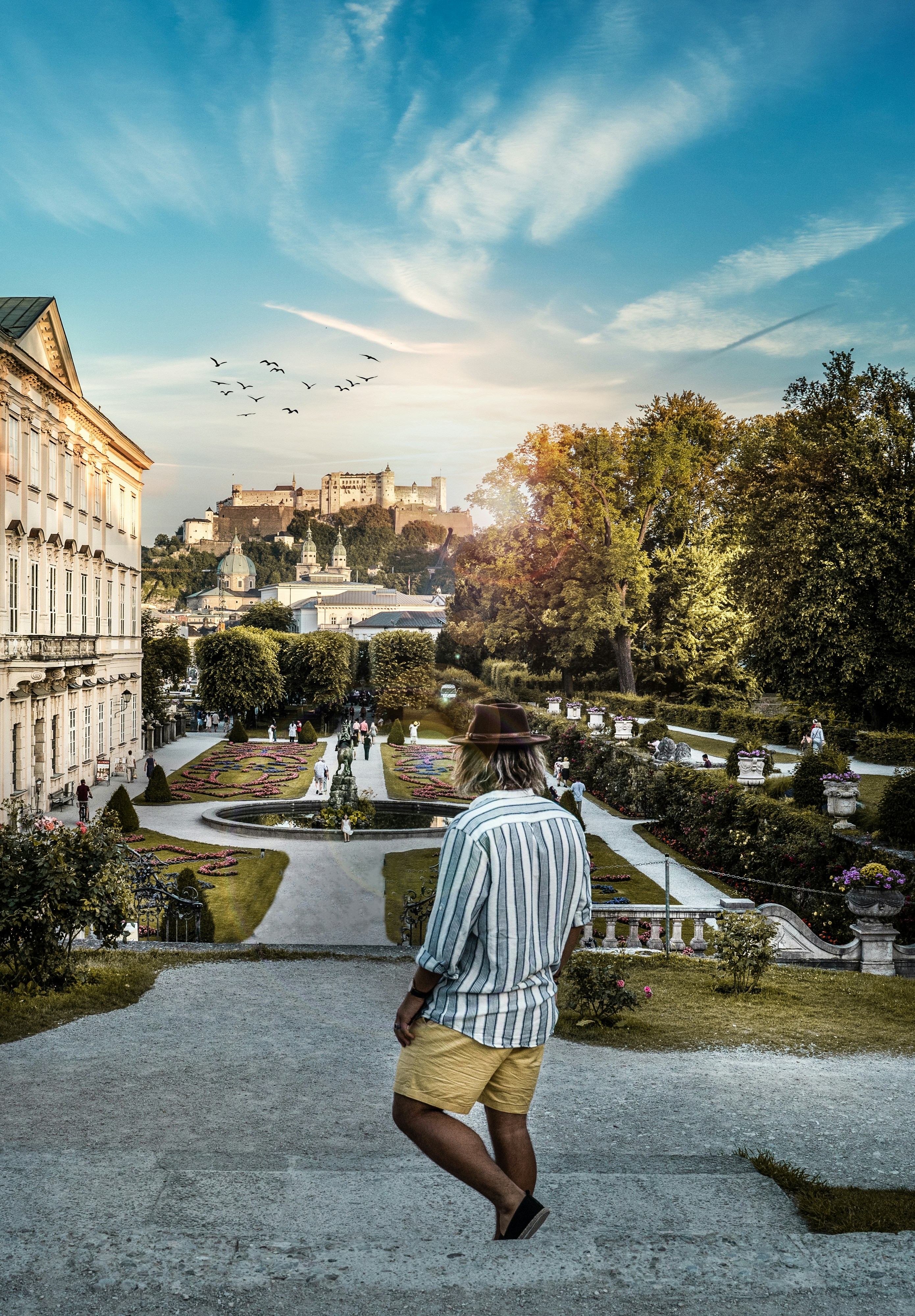 Man enjoys scenic views in a beautiful garden. photo – Free Blue Image ...