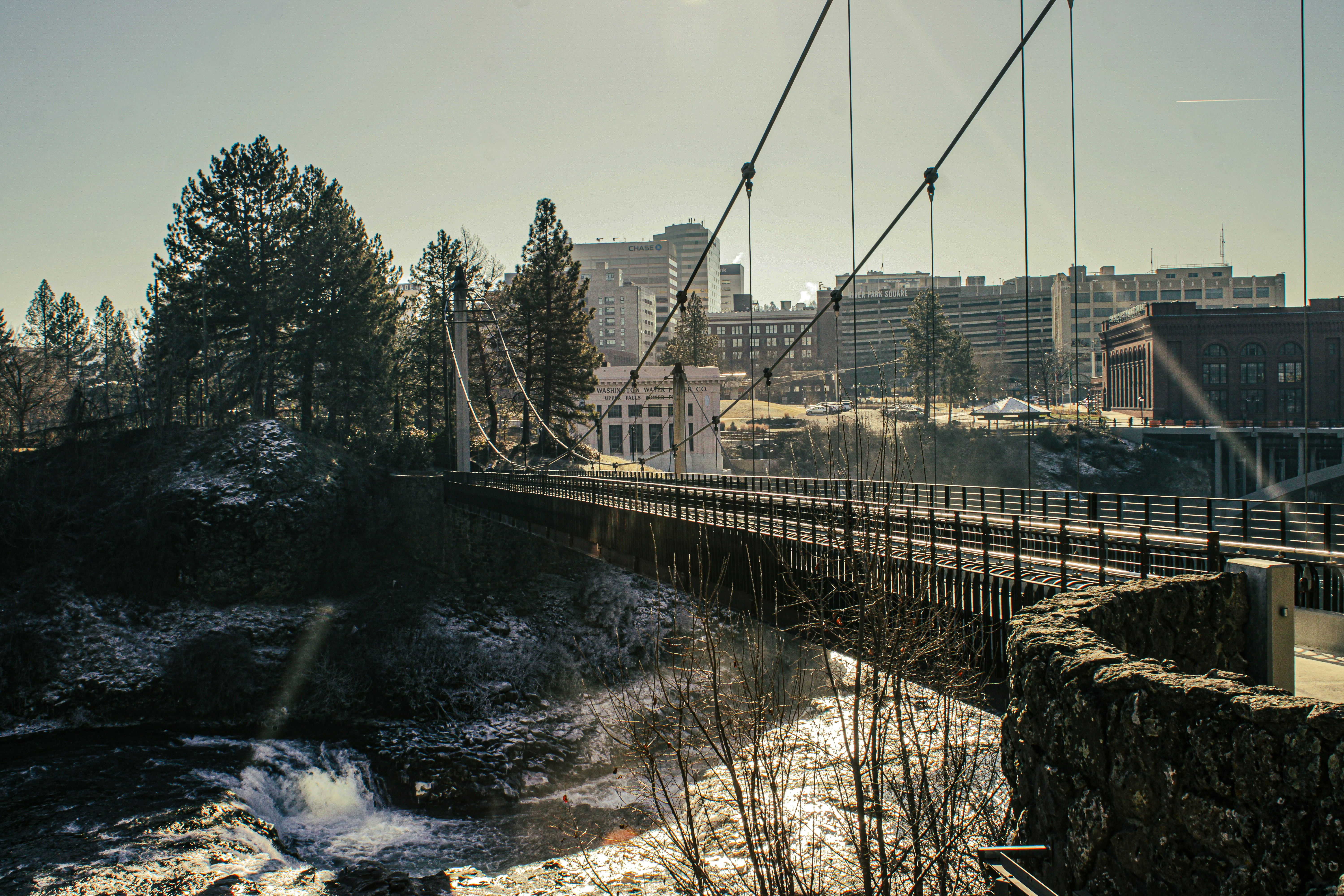 Urban Connection Over Cascading Waters