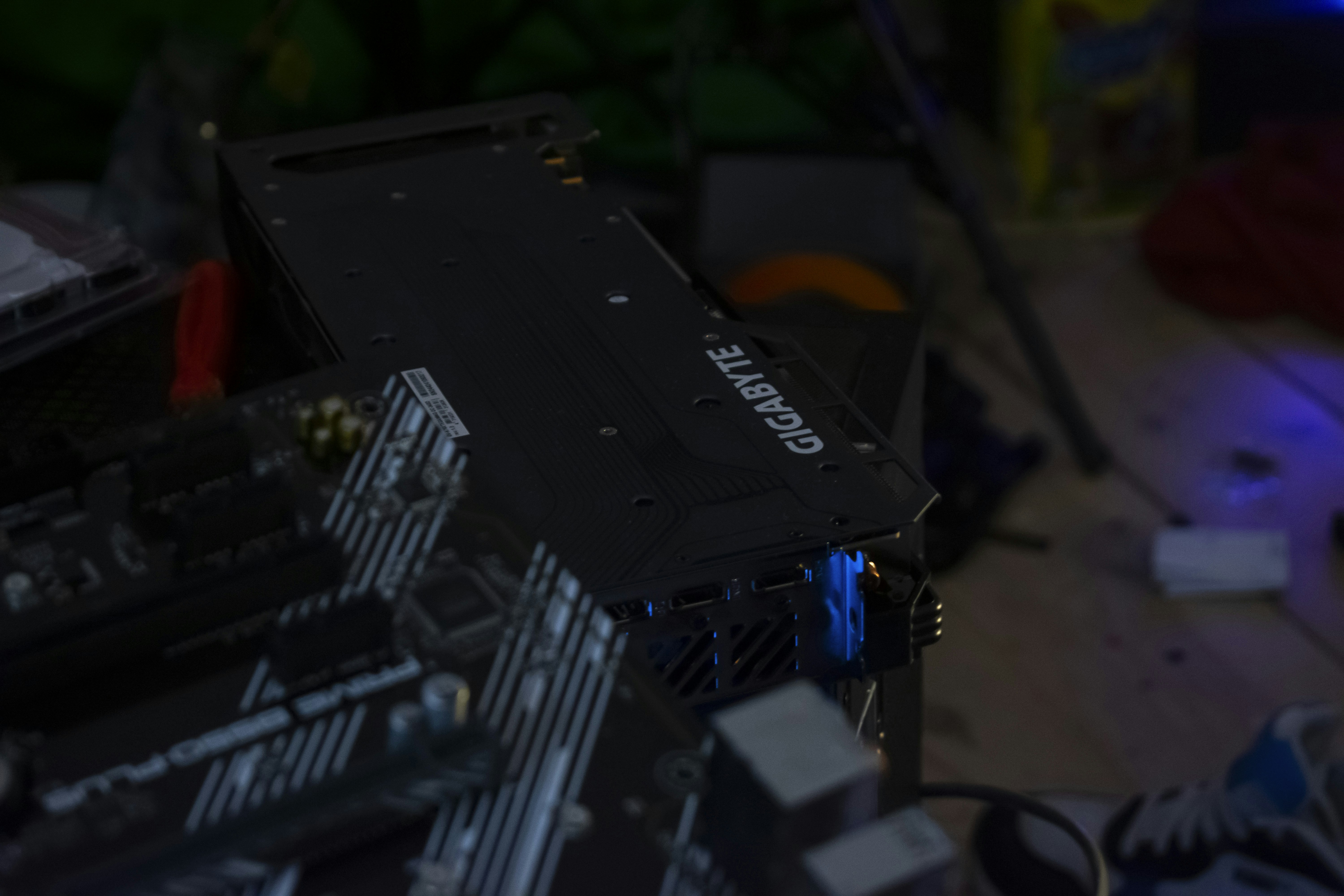 A gigabyte graphics card installed in a computer. photo – Free ...