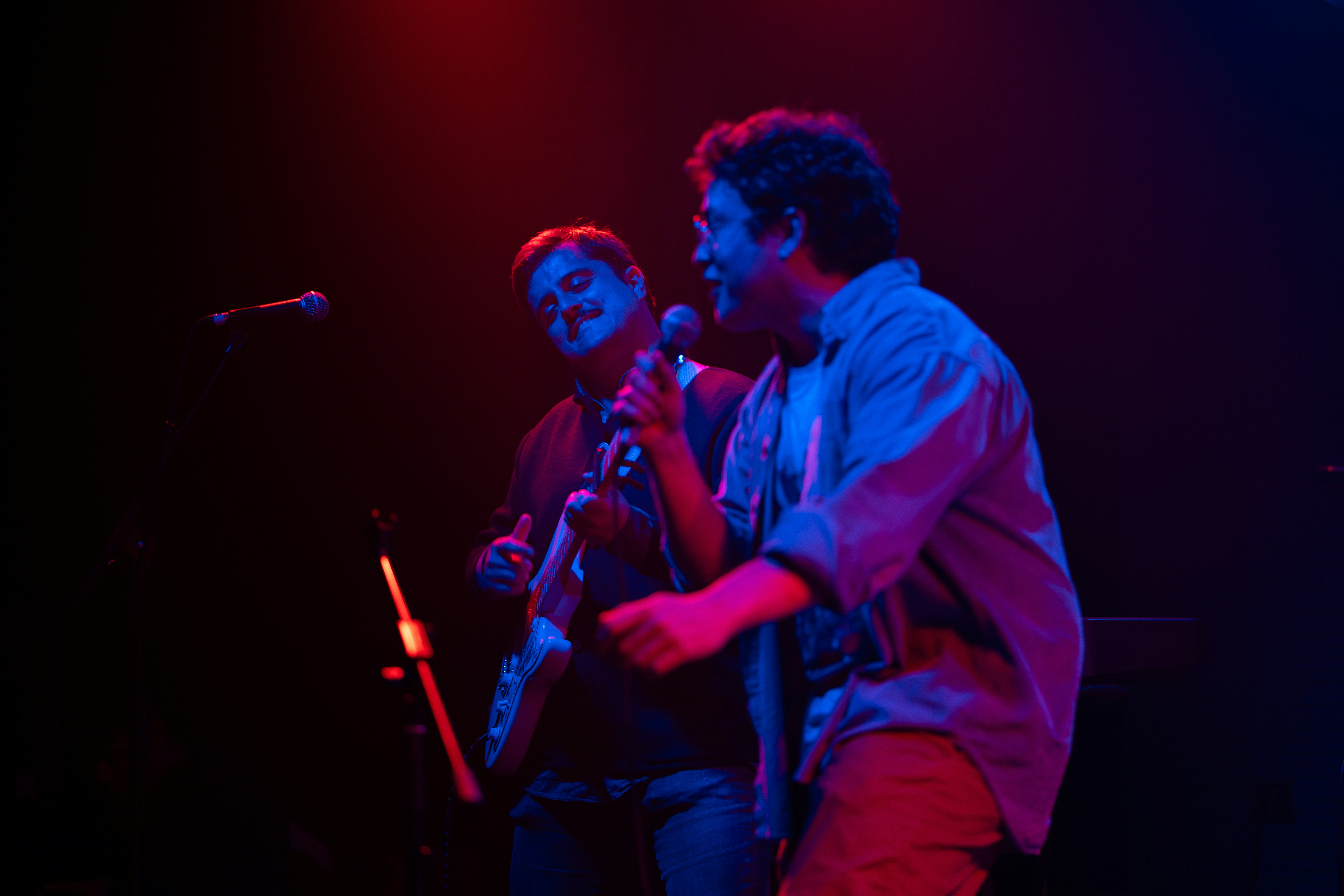 Electric Harmony: A Night of Blue and Red Rhythms