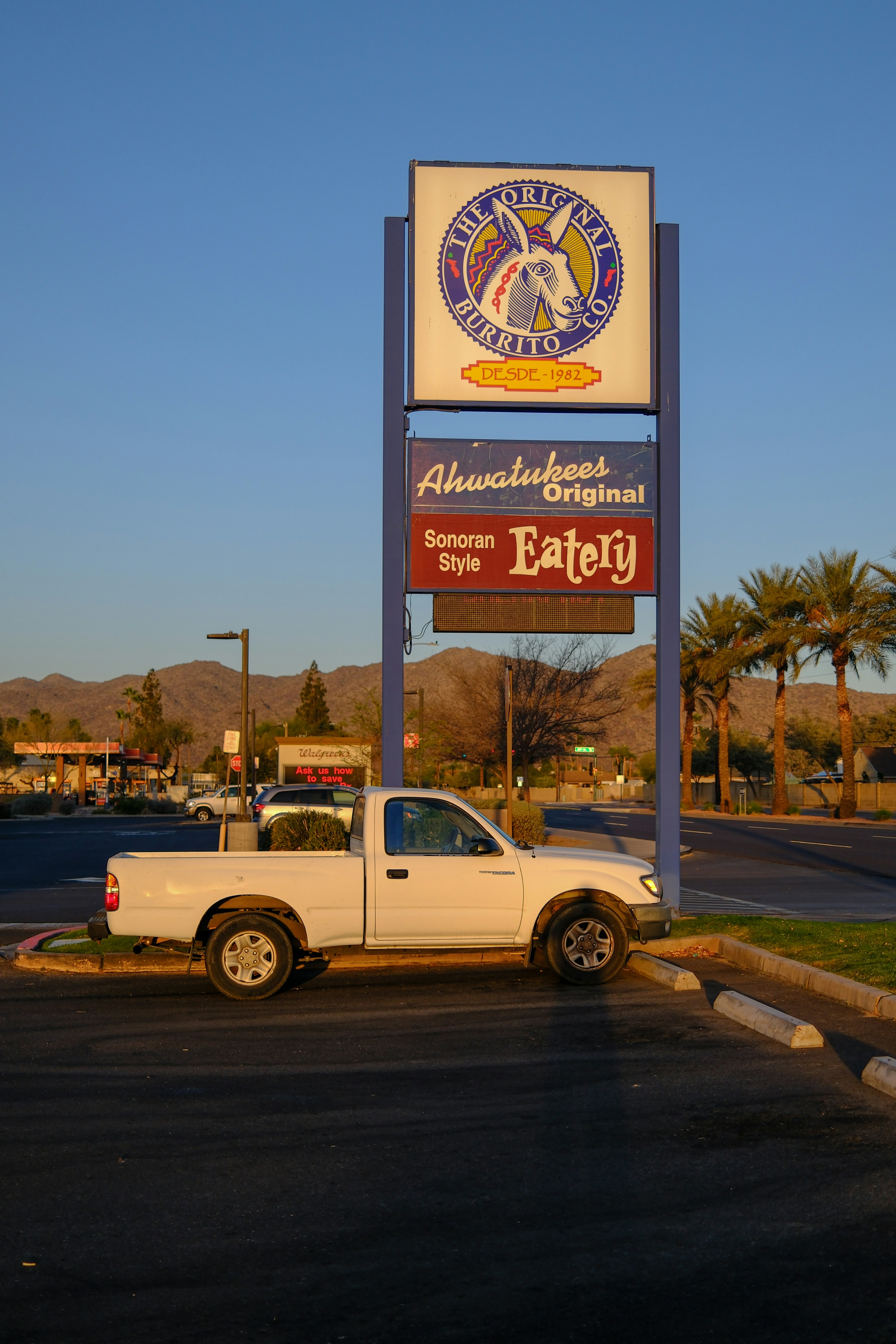 Desert Golden Hour Signage: Ahwatukee Burrito Co.