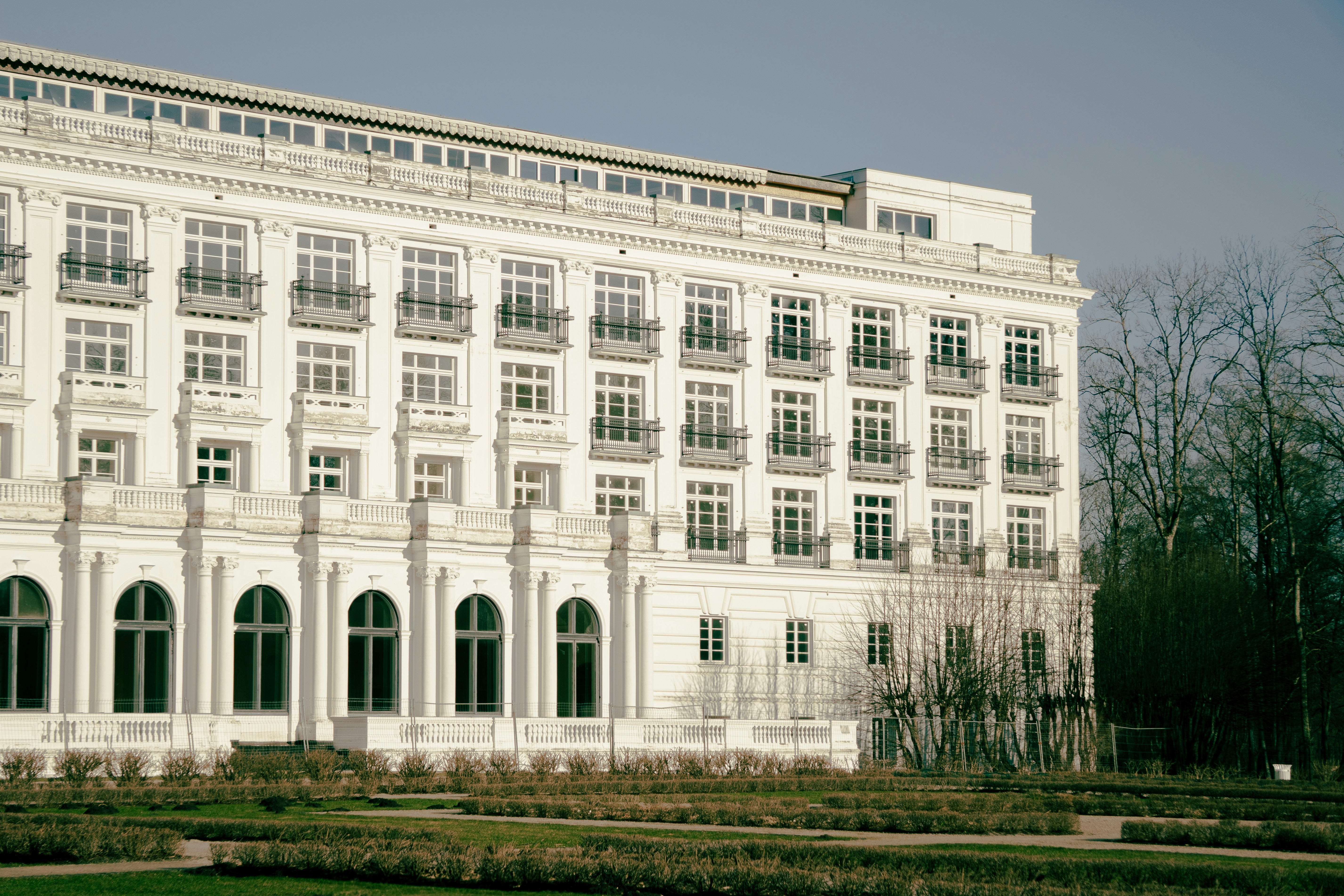 Historic Kemeri hotel, built in 1936 | A grand, white building with many windows.