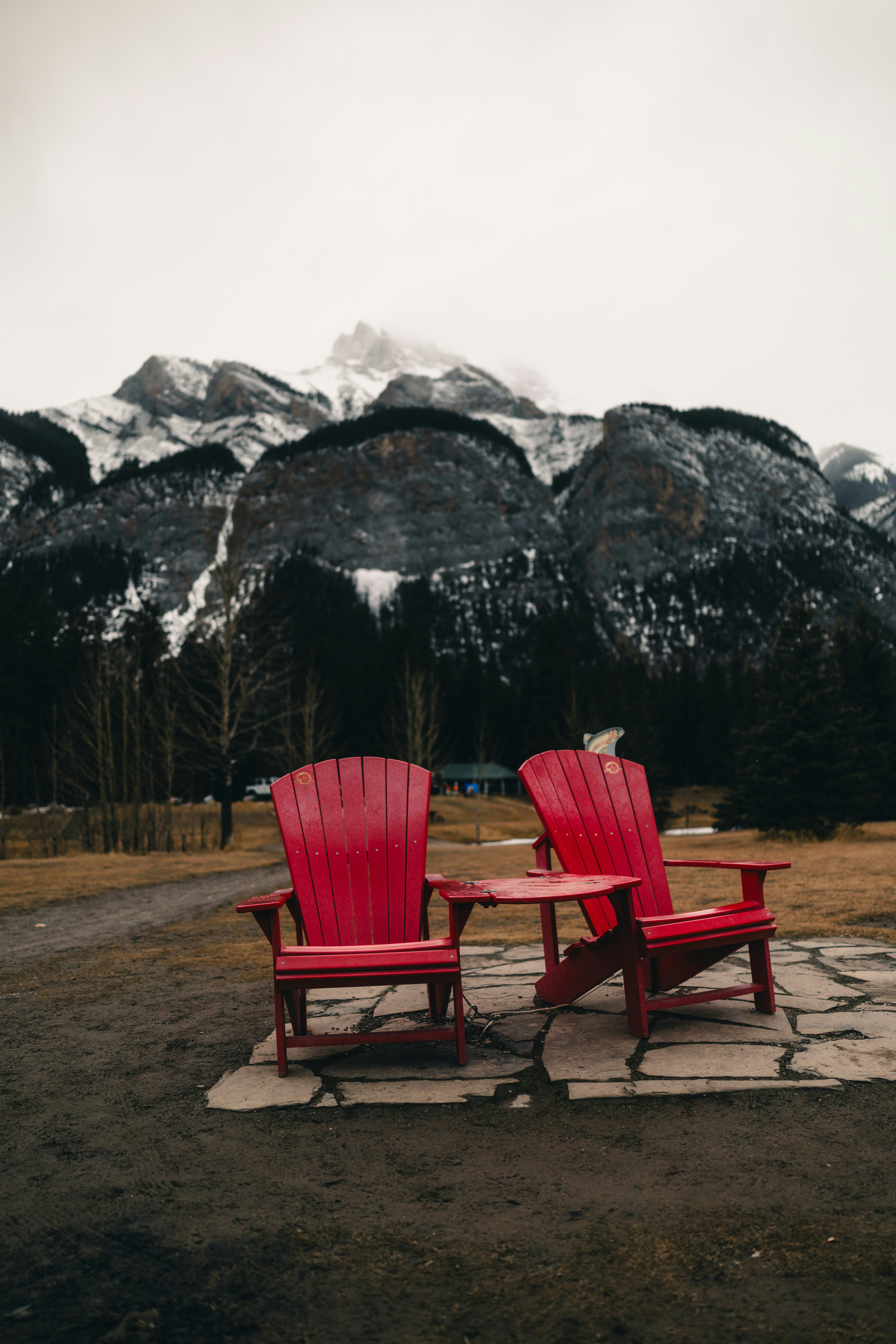 Crimson Adirondack Nightfall by Snow-Capped Peaks