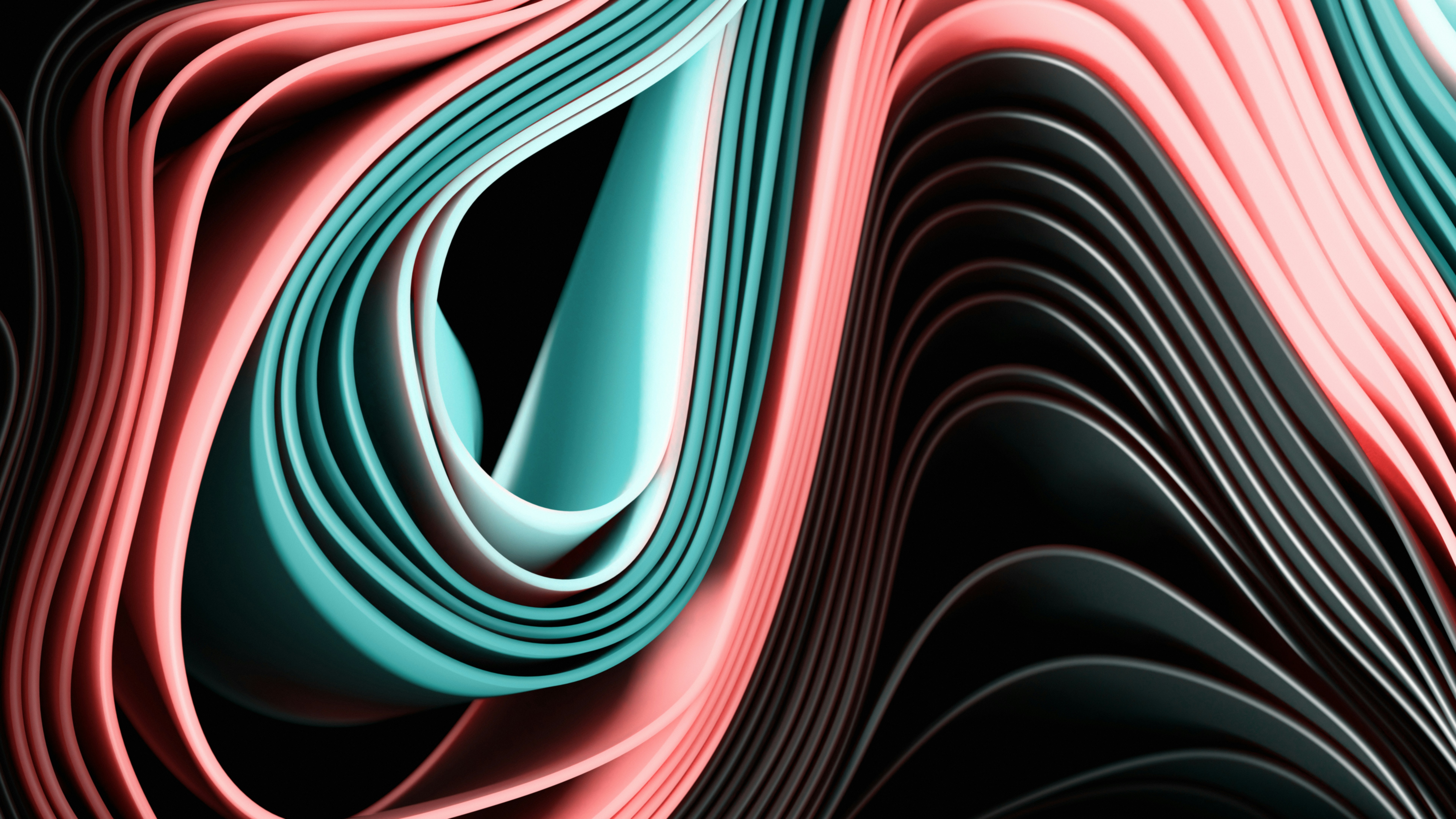 Abstract flowing ribbons in teal and pink. photo – Free Abstract Image ...