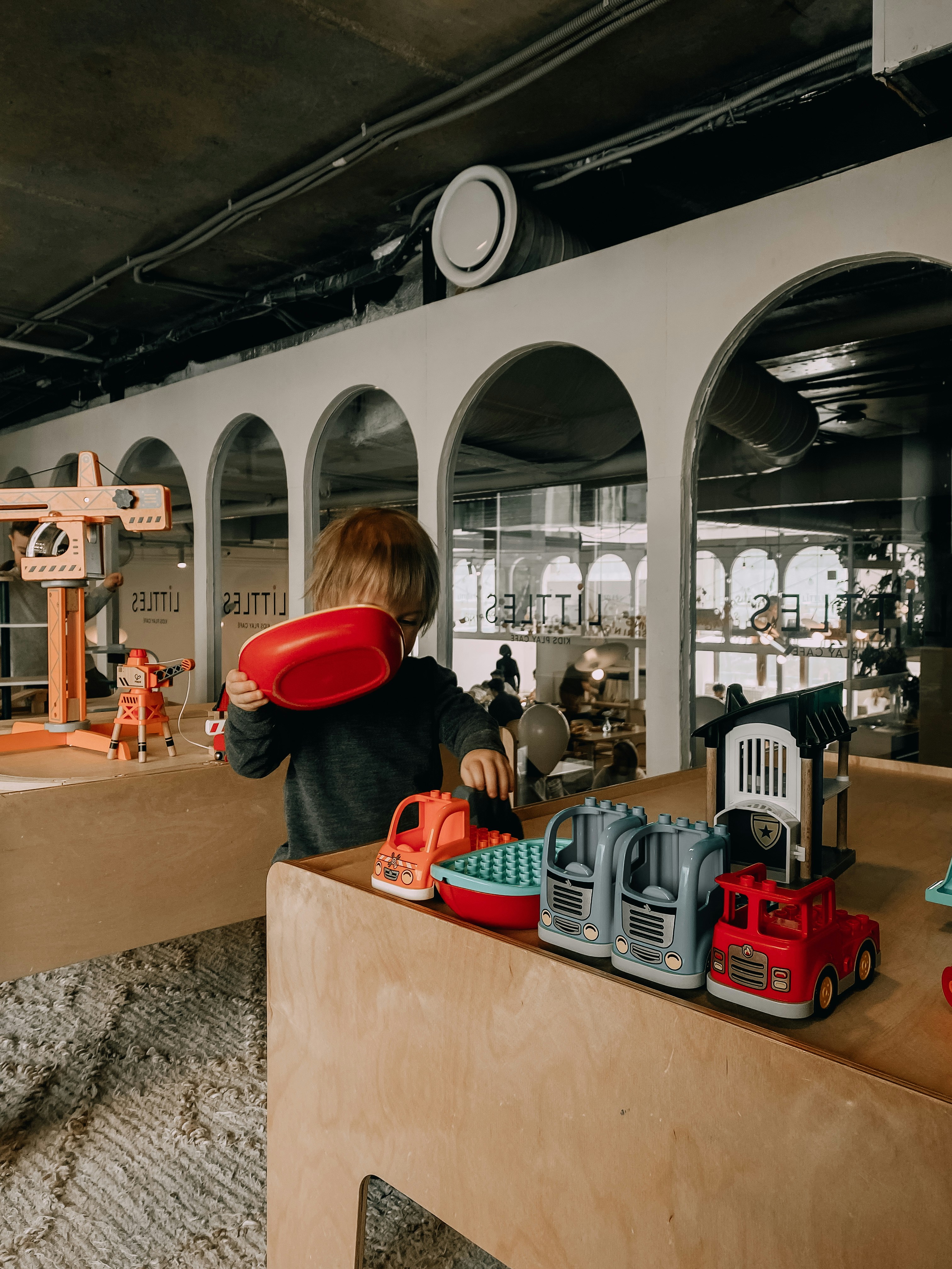Little Architect at a Colorful Toy Workshop