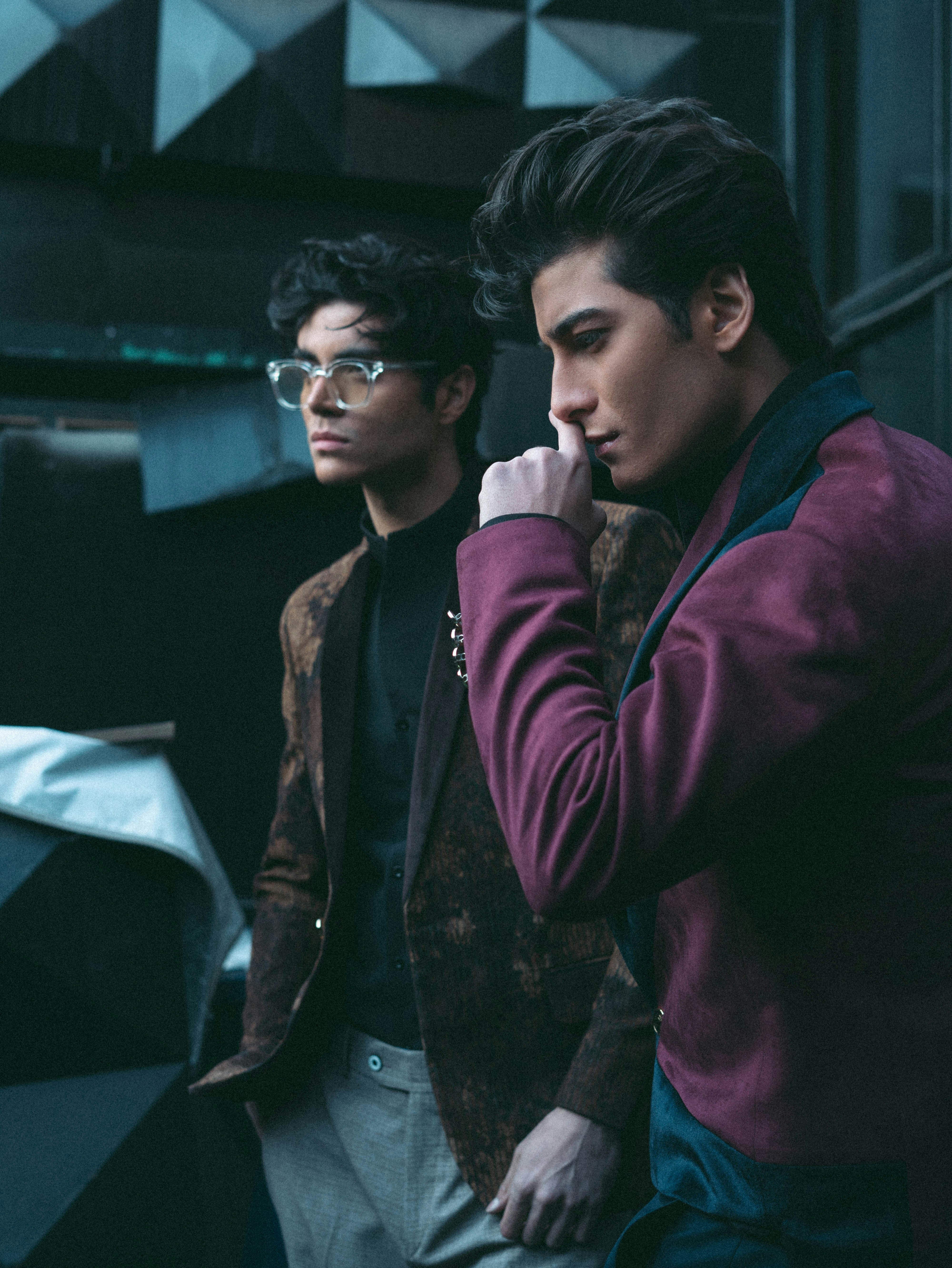 Two stylish men pose in a modern, artistic setting. photo – Free Man ...