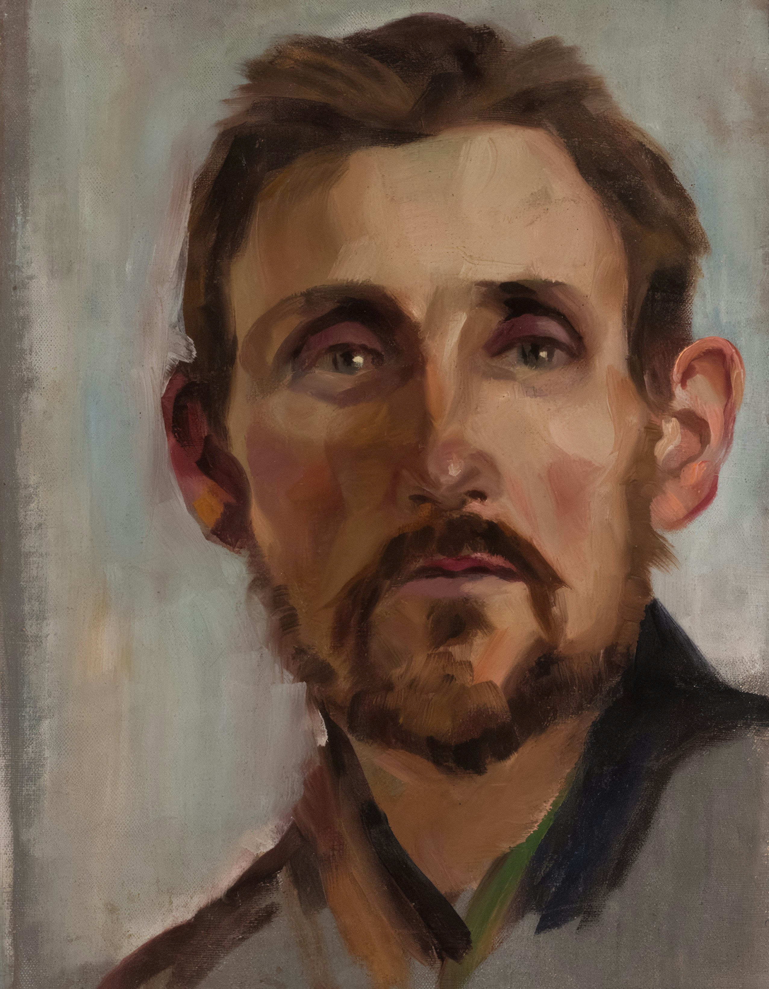 Portrait in Oil: A Solitary Gaze Across Painted Light