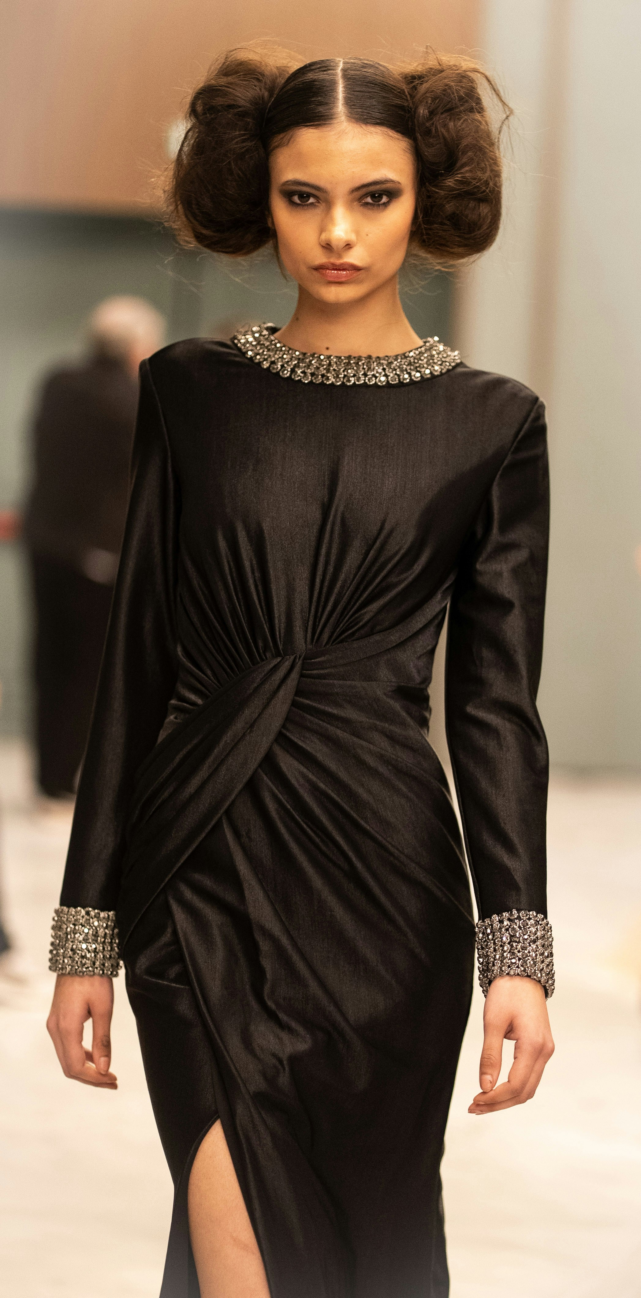 Fashion model walks the runway in a black dress. photo – Free Woman ...