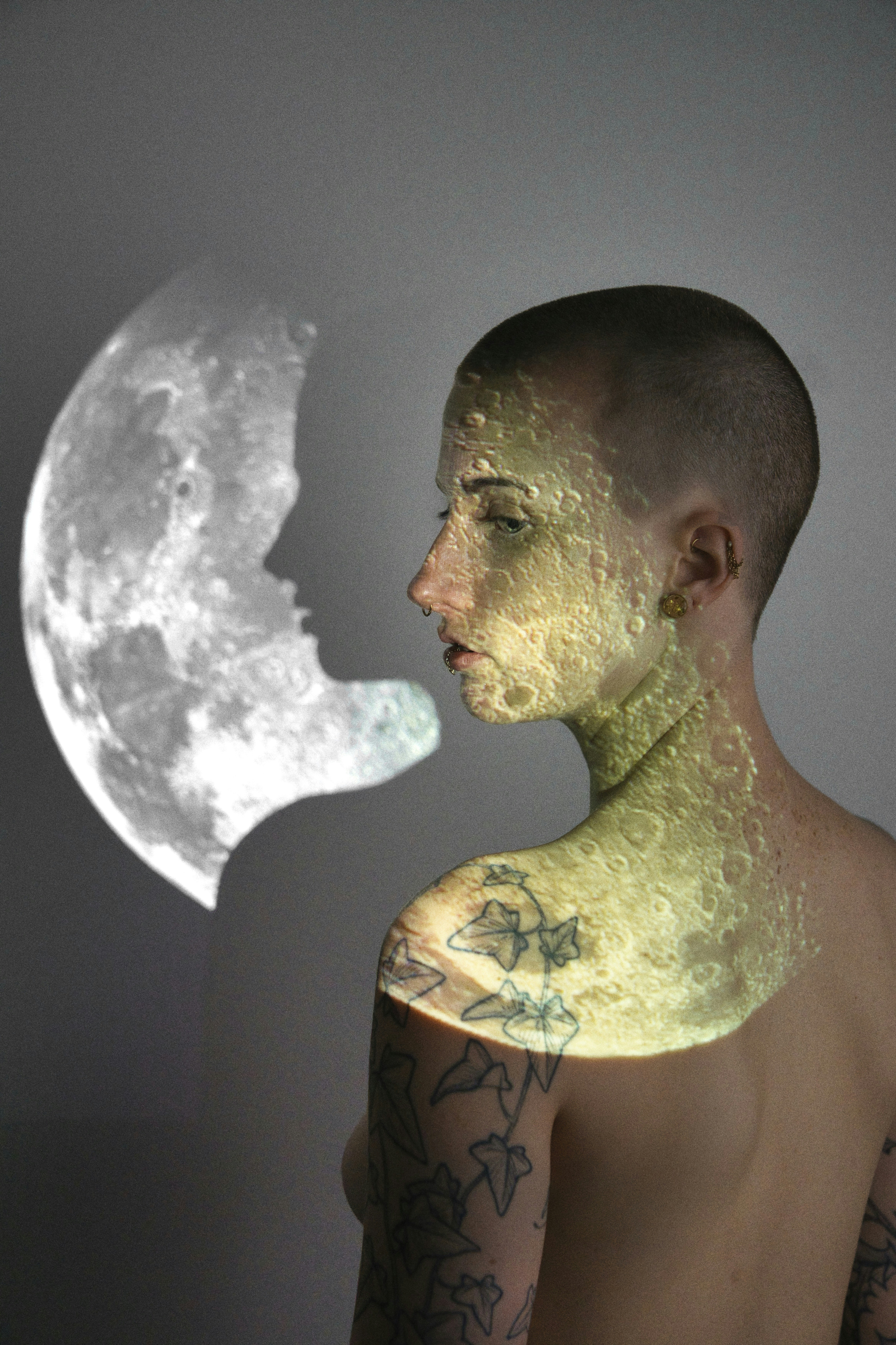 Moonlit Portrait: Half-Tace of Skin and Lunar Light
