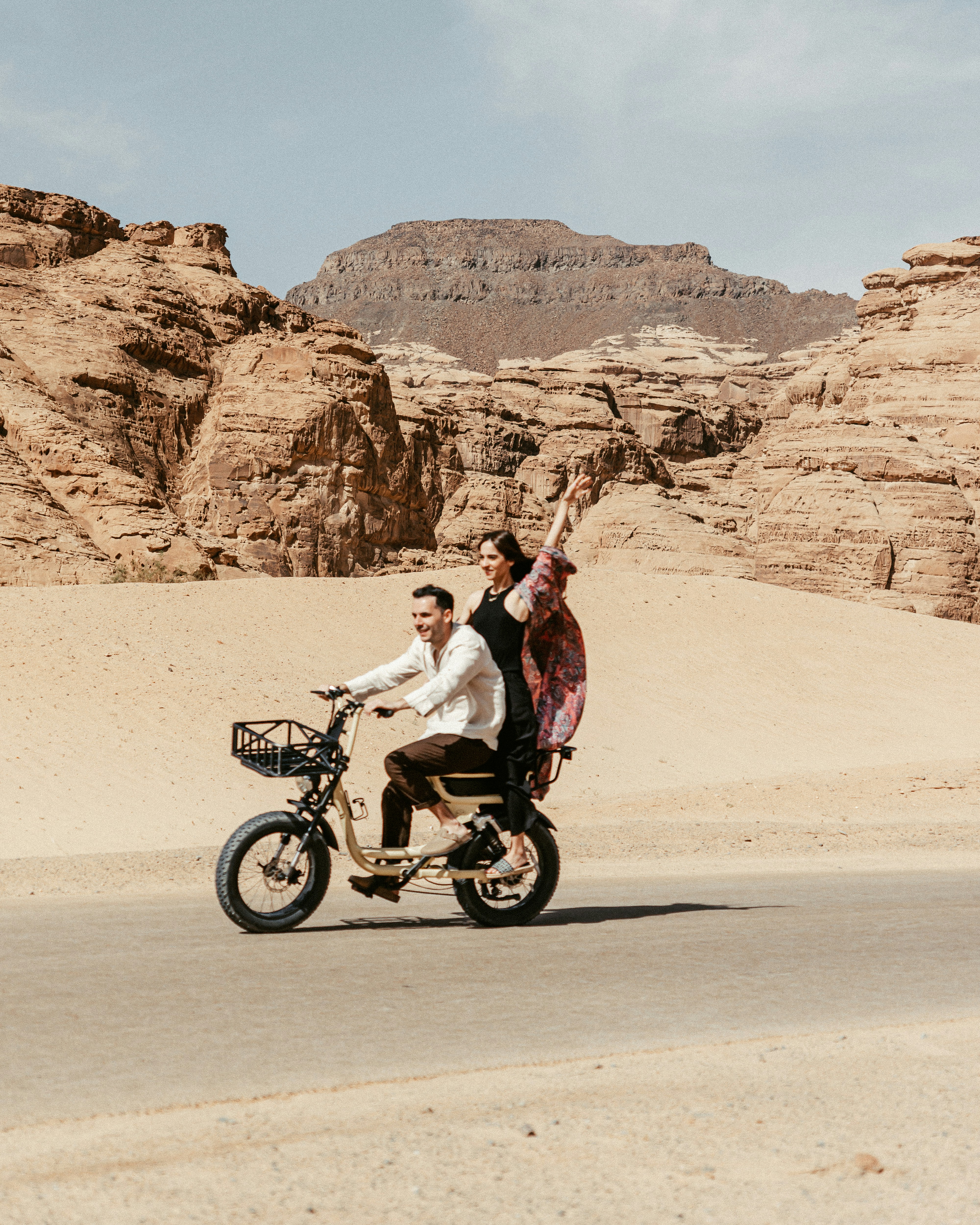 Desert Duo on a Vintage Motorcycle: Crossing the Sandstone Divide