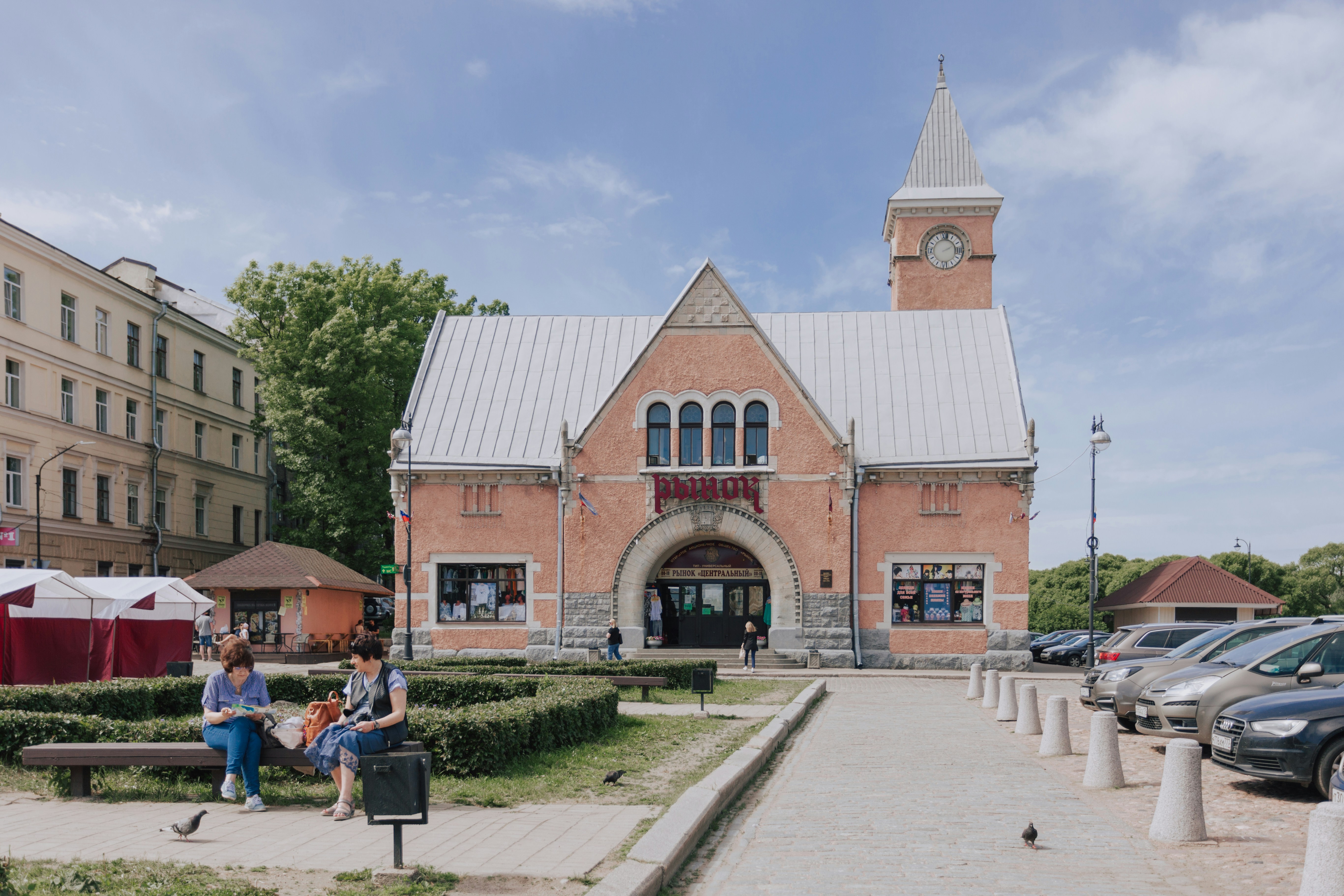 Clocktower Courtyard: A Brick Town Hall Framed by Civic Calm