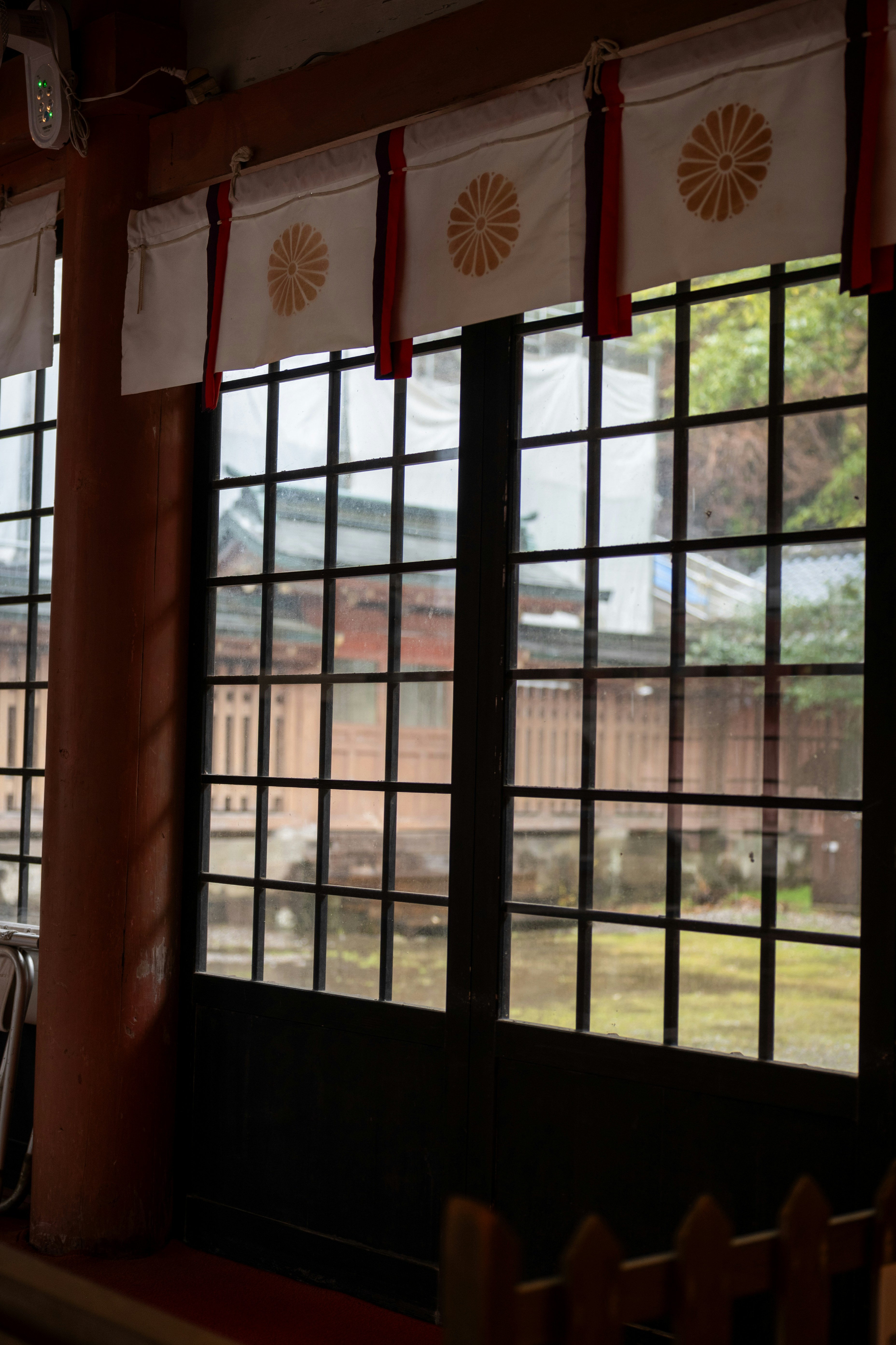 Japanese temple seen through a grid window. photo – Free Building Image ...