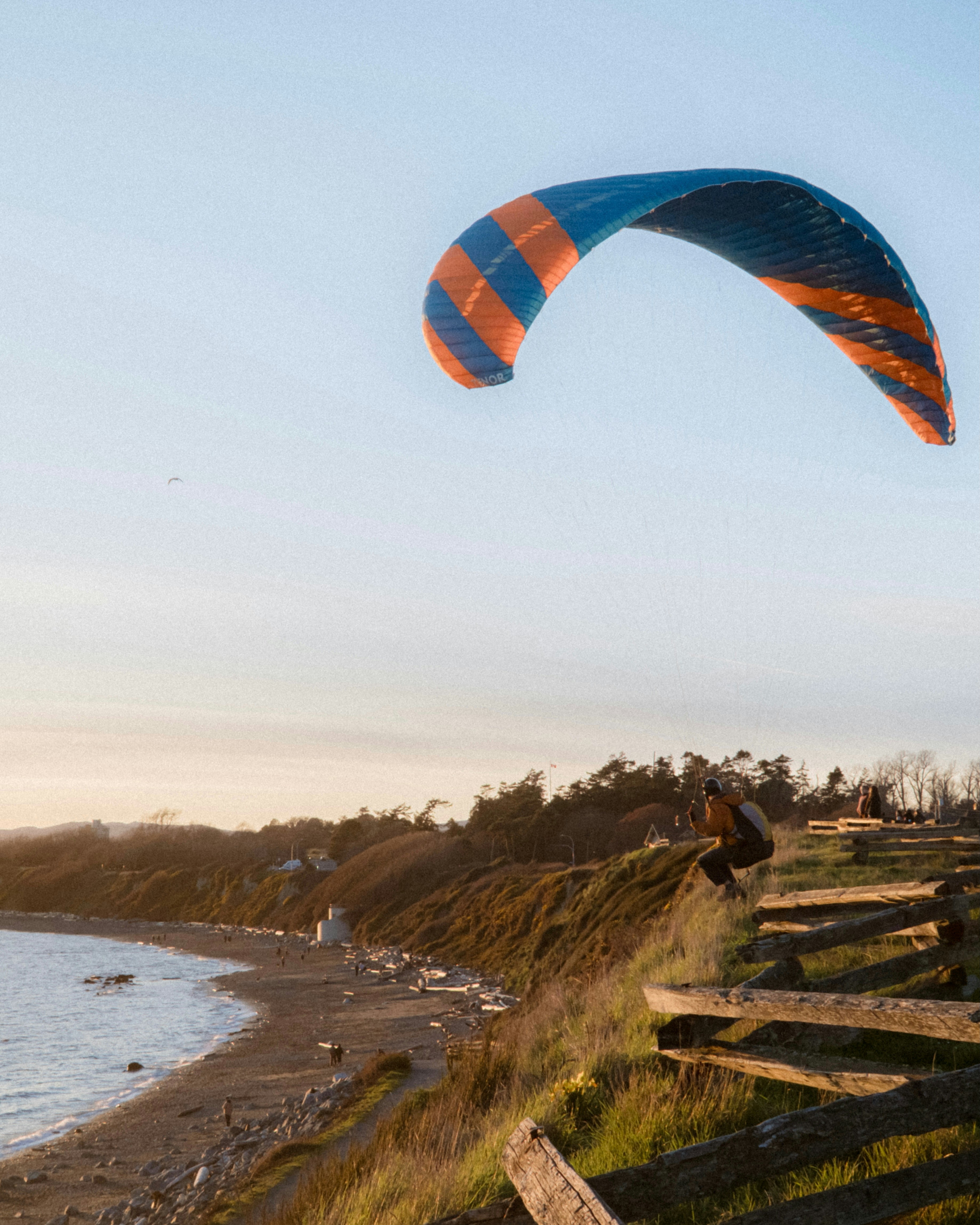 A paraglider soaring over a scenic coastal landscape. photo – Free ...
