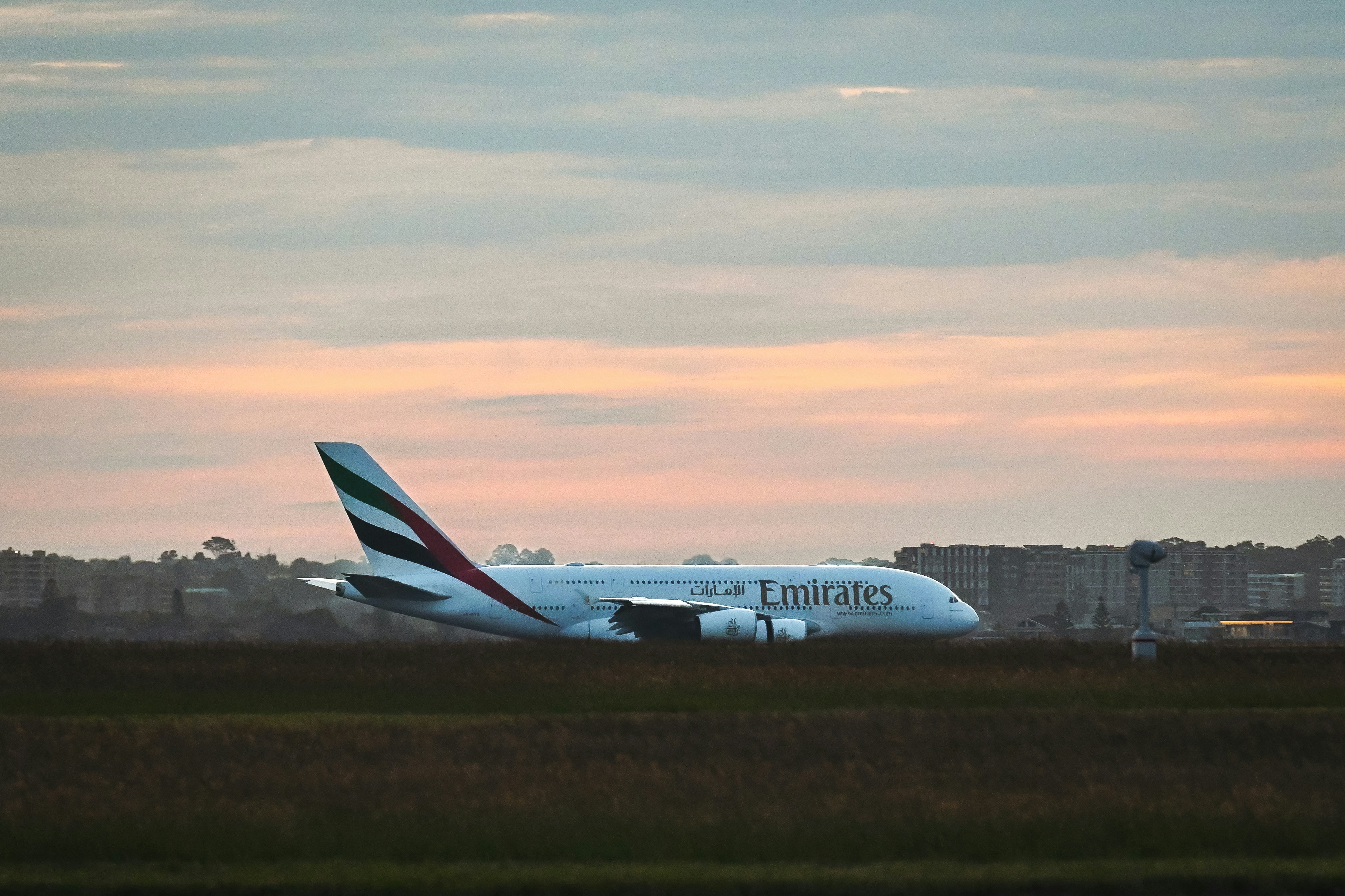 Twilight Taxi: Emirates A380 in Motion