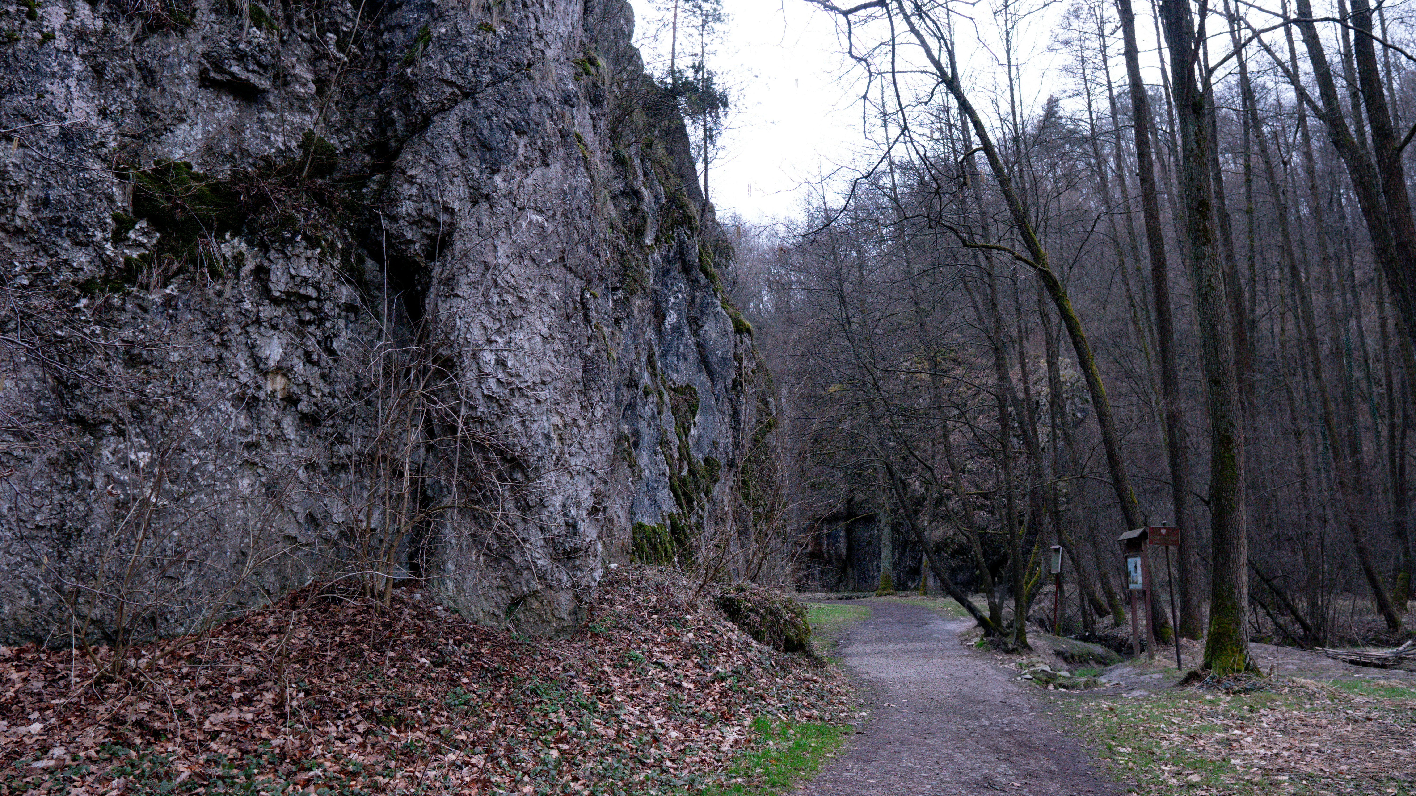 A rocky cliff and path are shown.