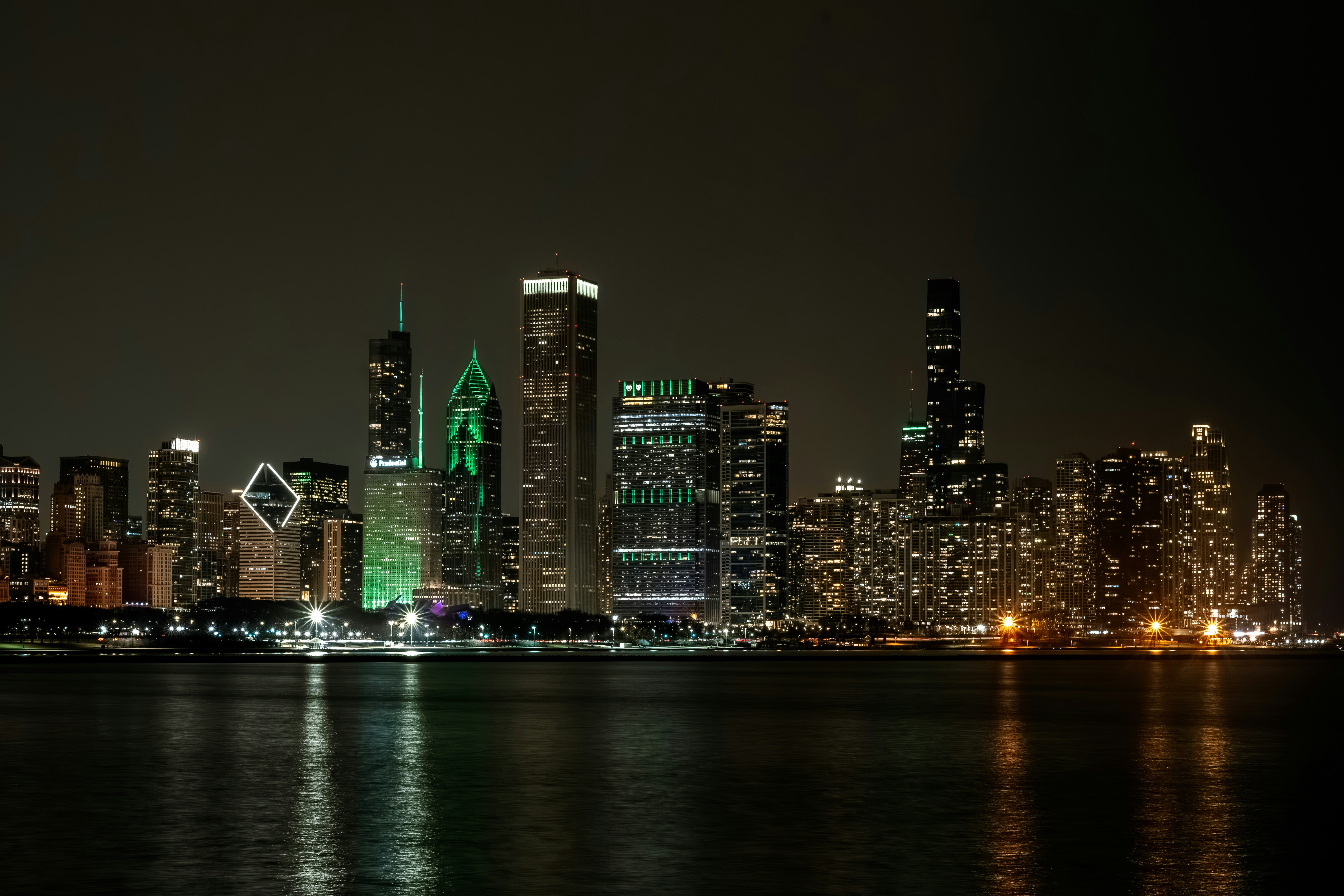 Emerald Glow Over the Chicago Skyline